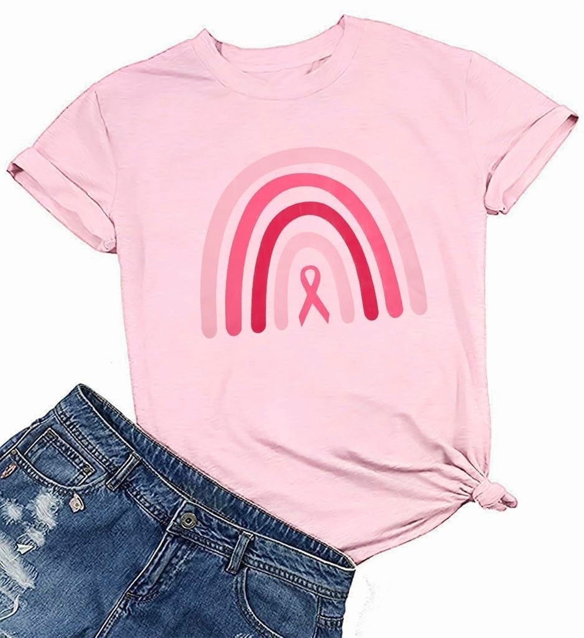 VILOVE Women Breast Cancer Shirt Pink Ribbon Breast Cancer Awareness T ...
