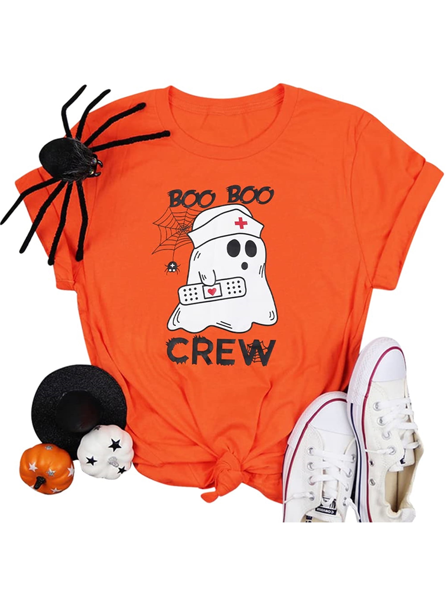 VILOVE Halloween Nurse Shirt Women Boo Boo Crew T Shirt Funny Ghost ...