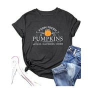 Womens Funny Short Sleeve Halloween Thanksgiving Fall T-Shirts Graphic ...