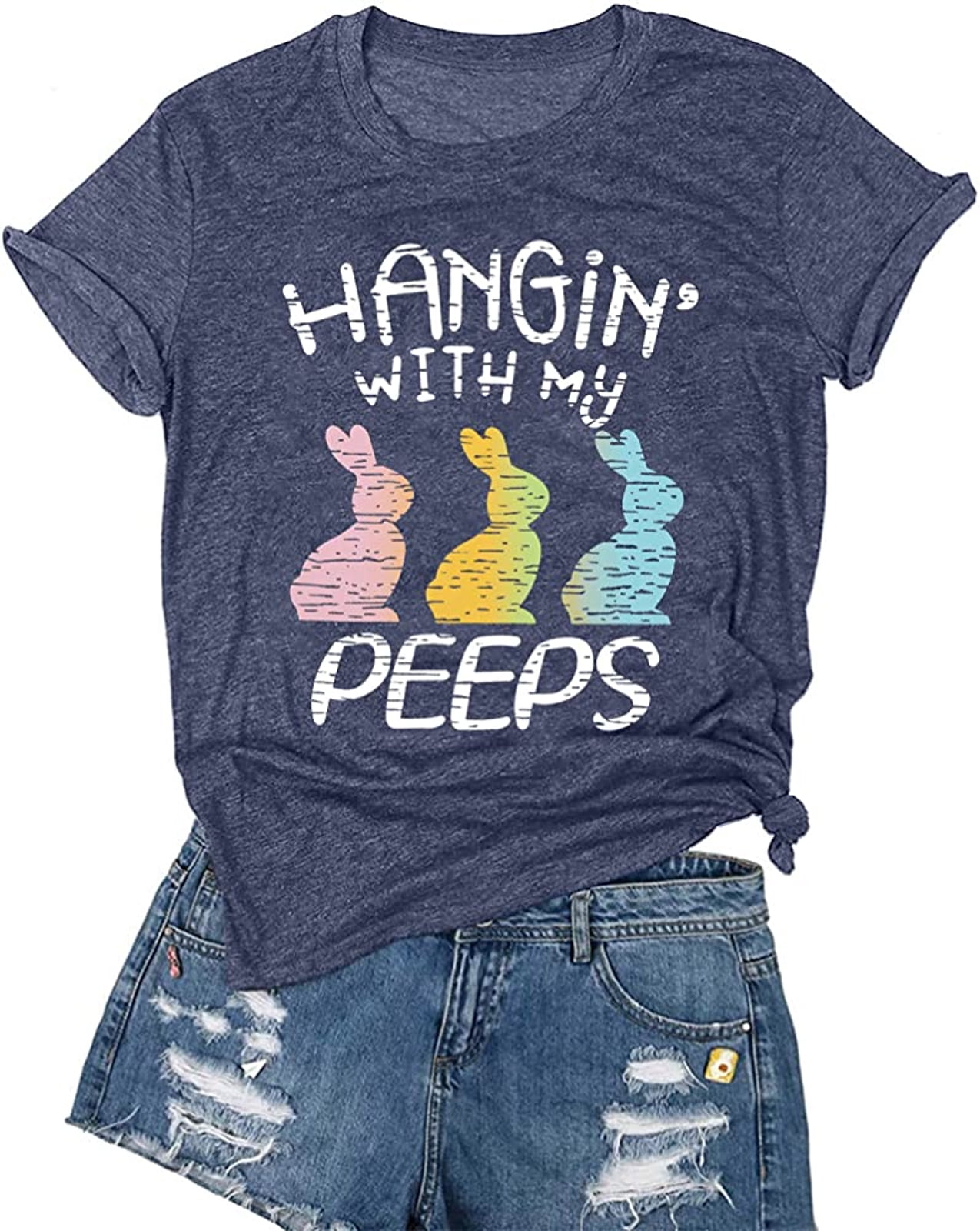 VILOVE Happy Easter Shirts for Women Hanging with My Peeps Shirt Cute ...