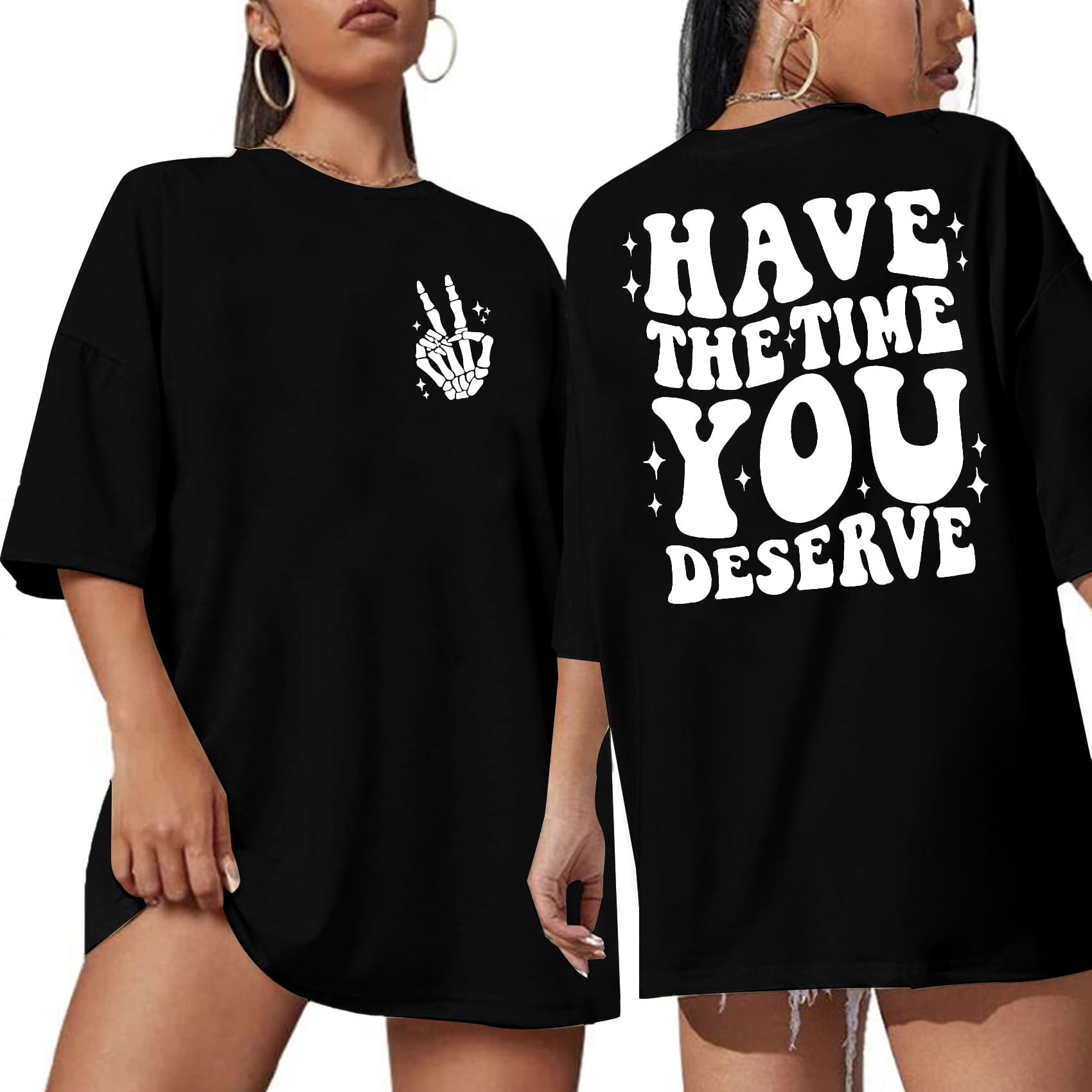 VILOVE Oversized T-Shirts for Women Christian Deserve Day Shirt Funny Skeleton Shirts Casual ...