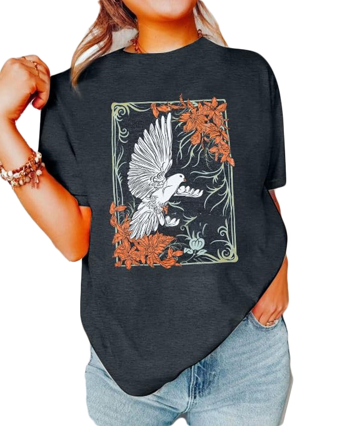 VILOVE Rock Band T-Shirts for Women Rock and Roll Country Music Shirt ...