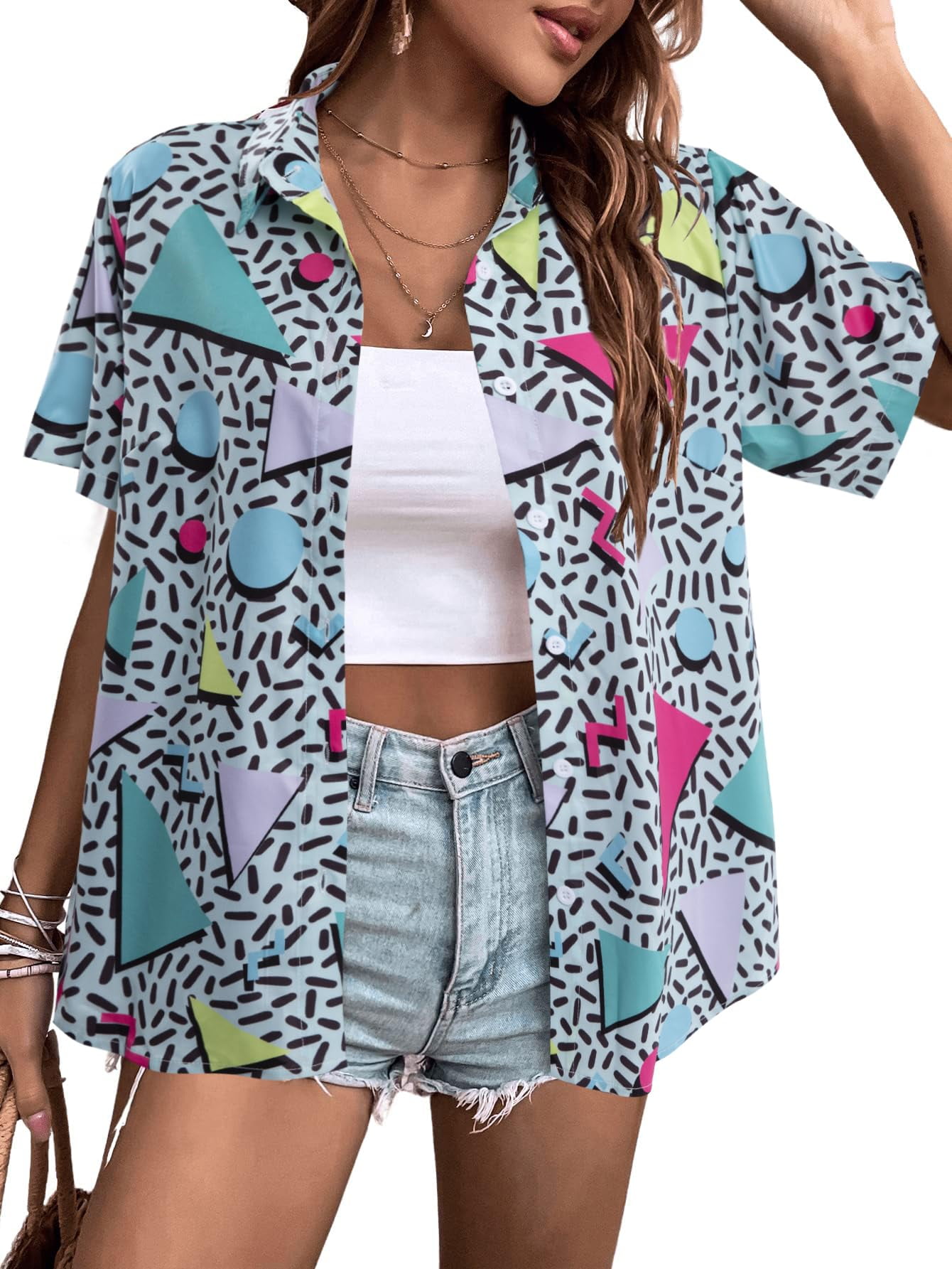 VILOVE Retro Theme Party Disco Shirt 80s 90s Outfits for Women 80s ...