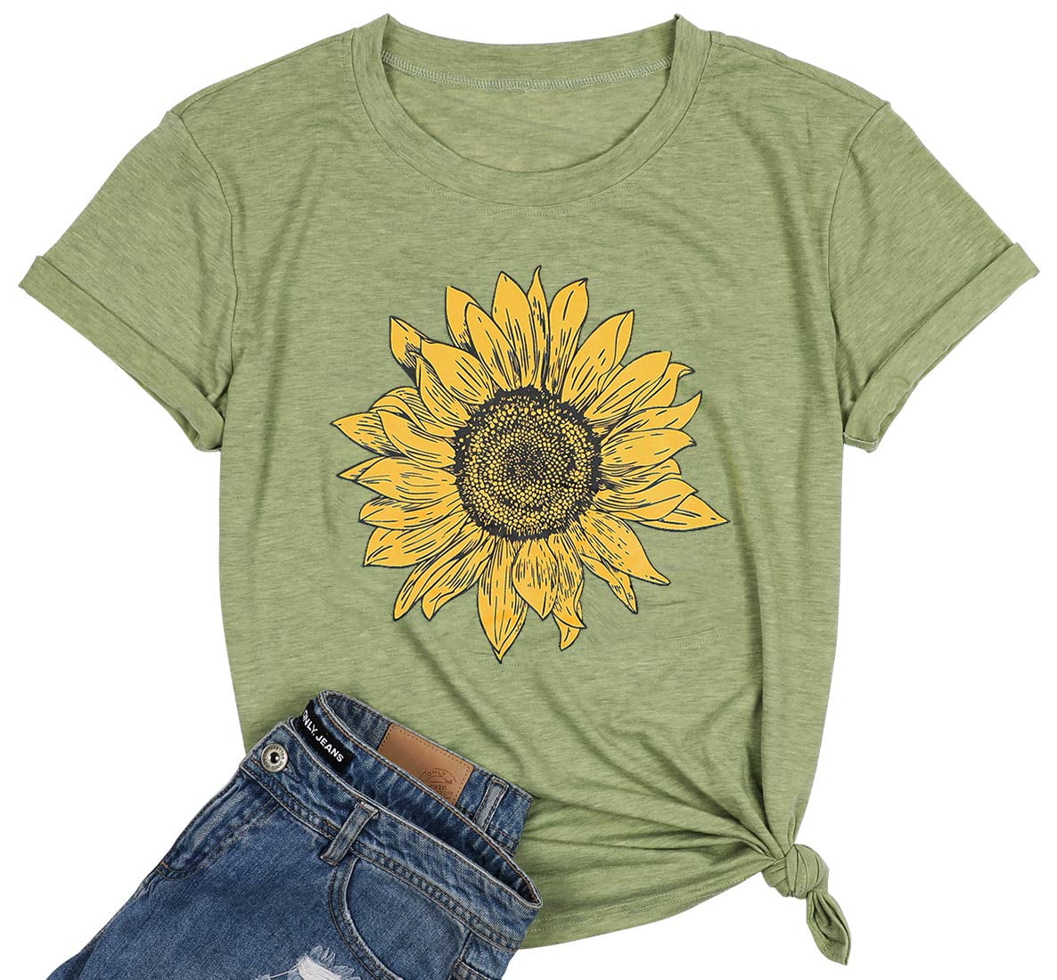 VILOVE Sunflower Shirts for Women Cute Daisy Graphic Tees Women Summer ...