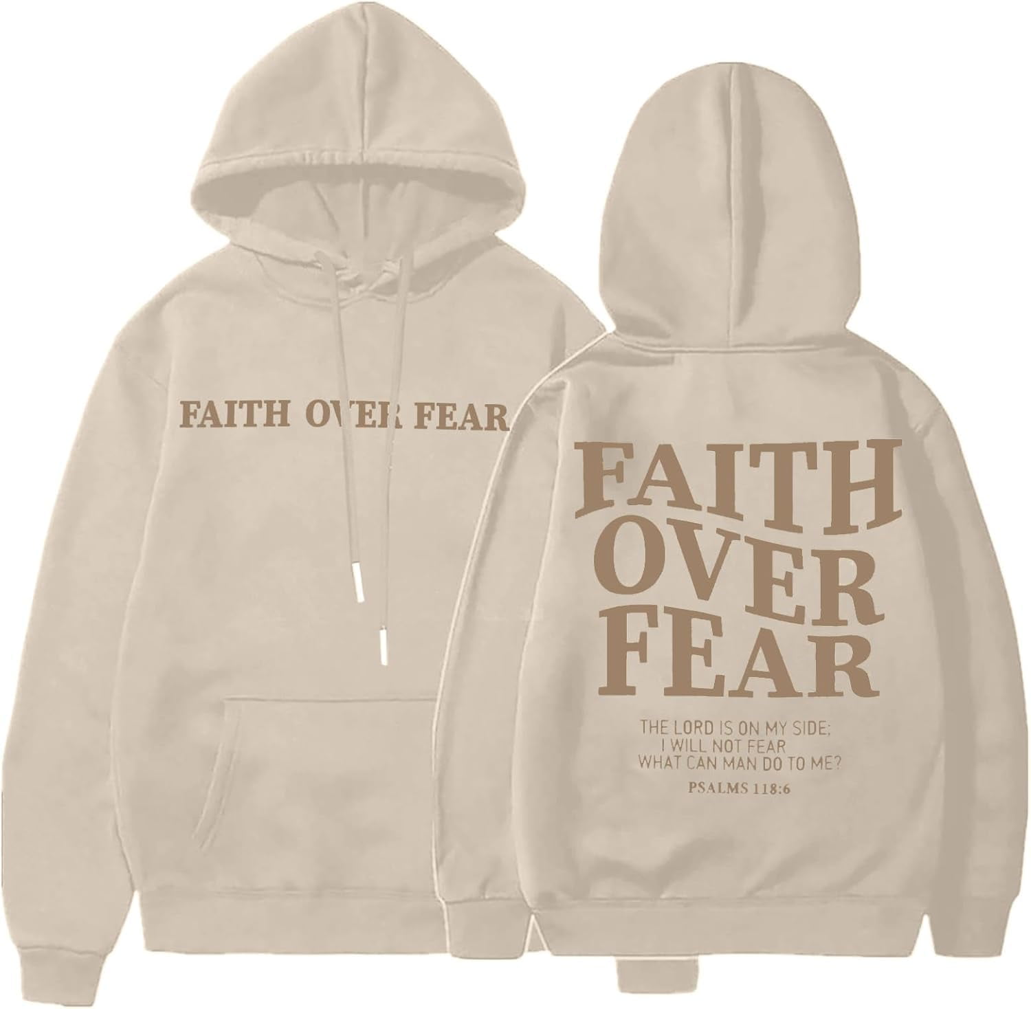 VILOVE Women Faith Over Fear Hoodie Christian Religious Sayings Letter ...