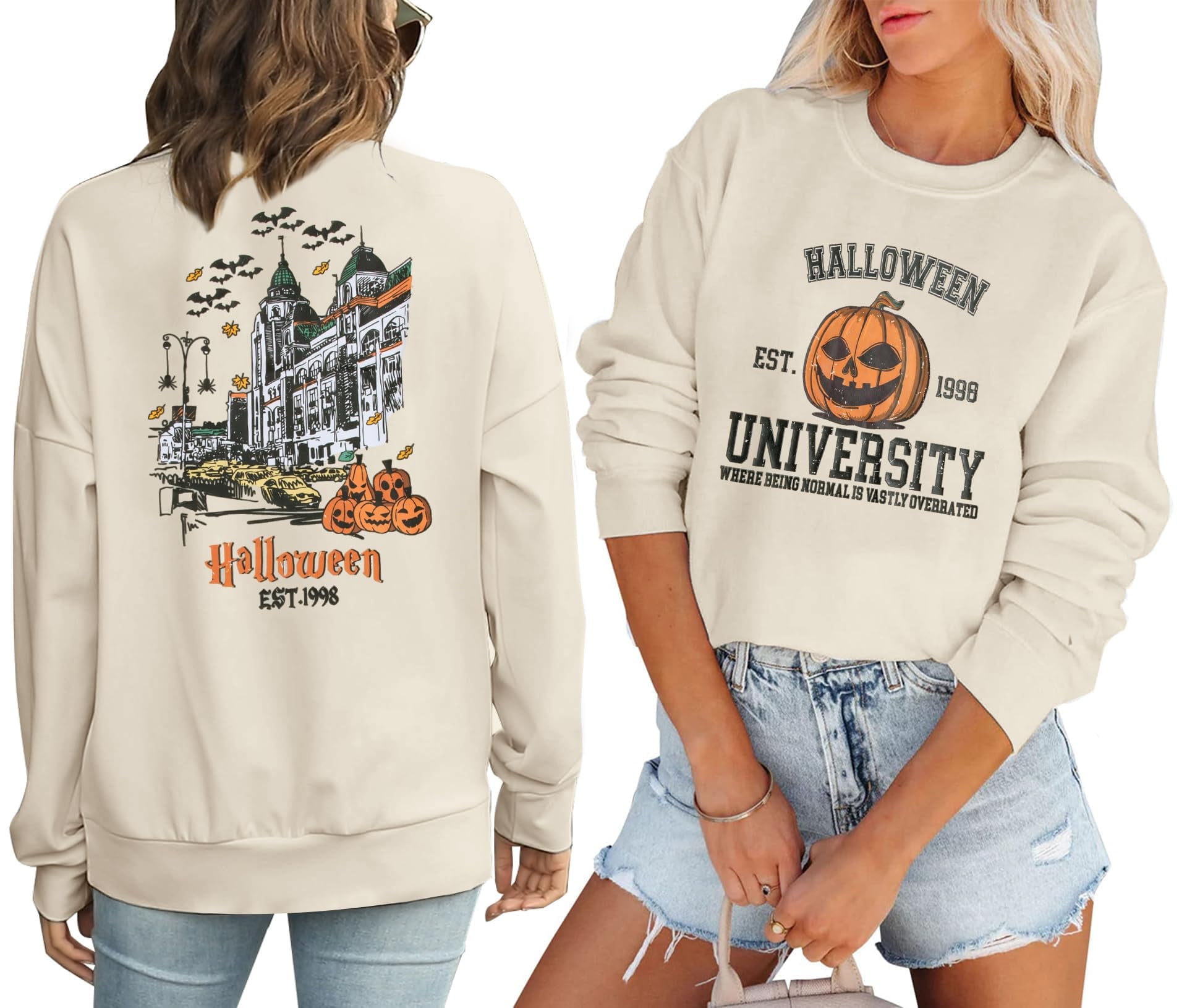 VILOVE Women Halloween Sweatshirt Halloweentown University Shirt Funny ...