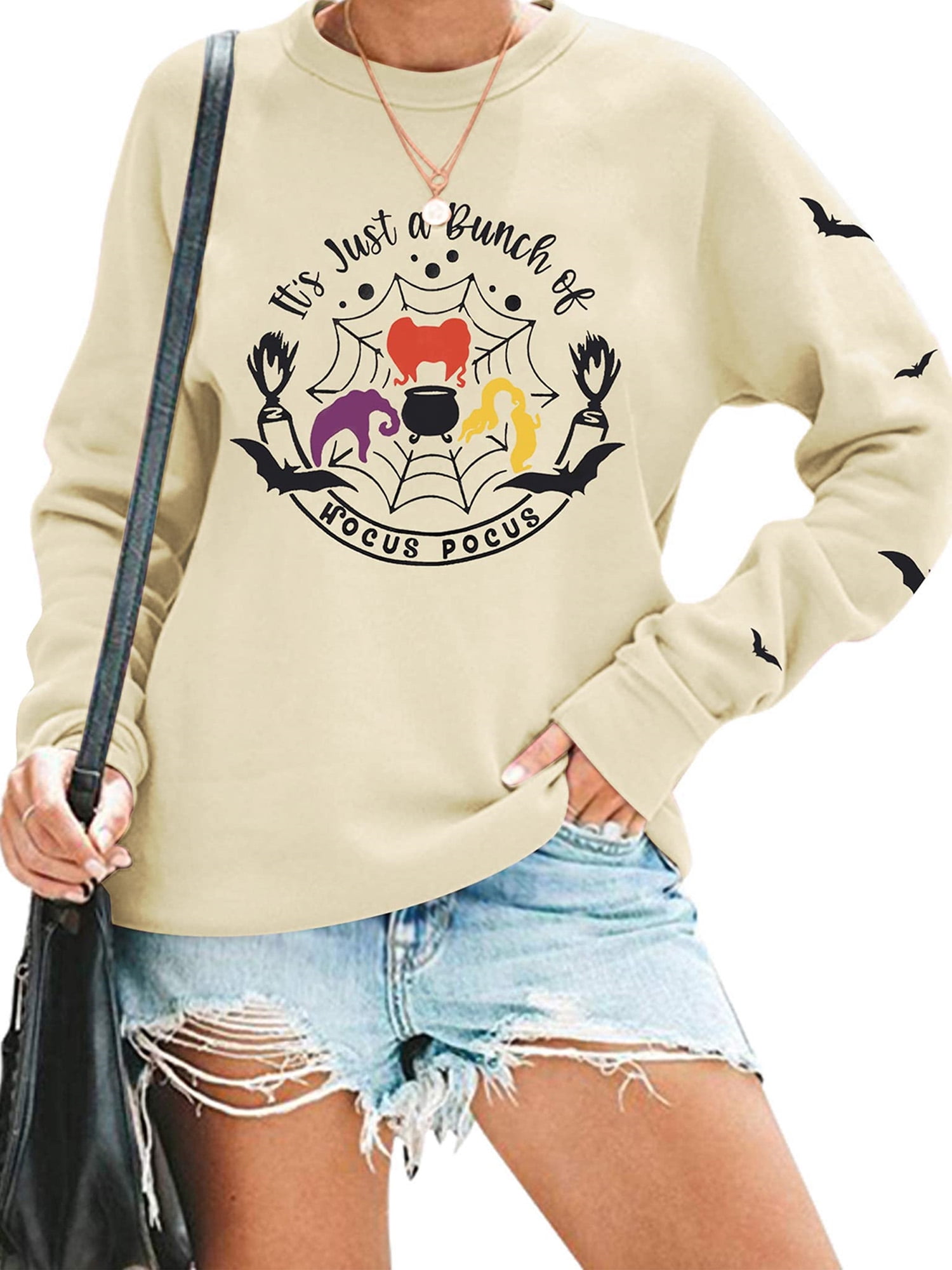 VILOVE Womens Sweatshirt Sanderson Sisters Graphic Halloween Shirts Fall Long Sleeve Pullover ...