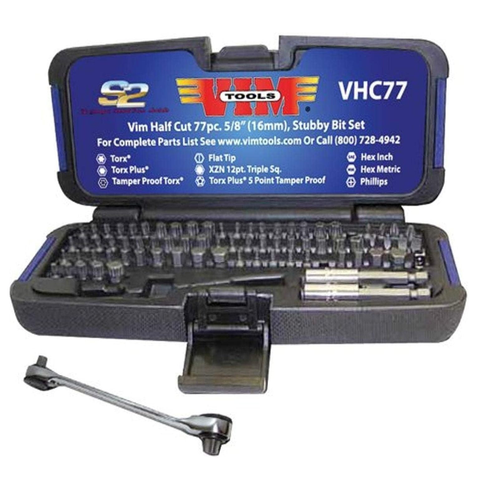 VIM Tools VHC77 '77-Piece' Half Cut Stubby Bit Set, 3.17-ukgja-985 - Walmart.com
