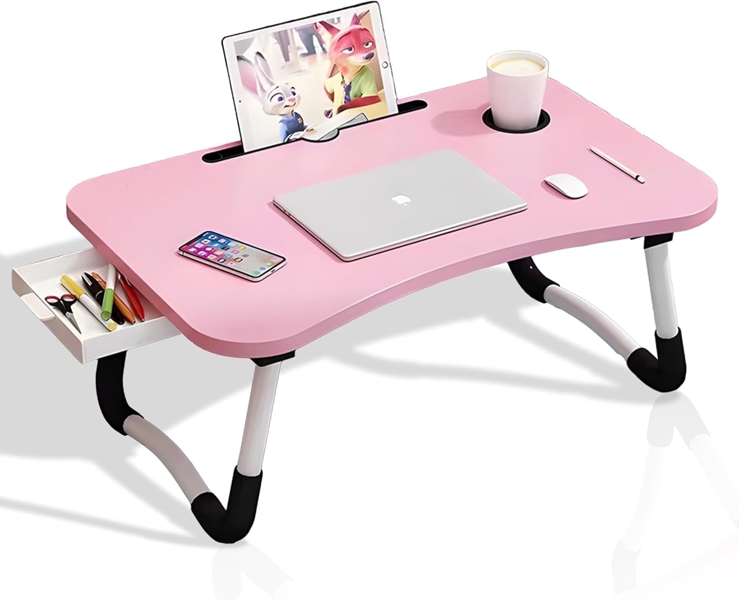 VINAUO Children's Foldable Lap Desk, Portable Laptop Table with Storage ...