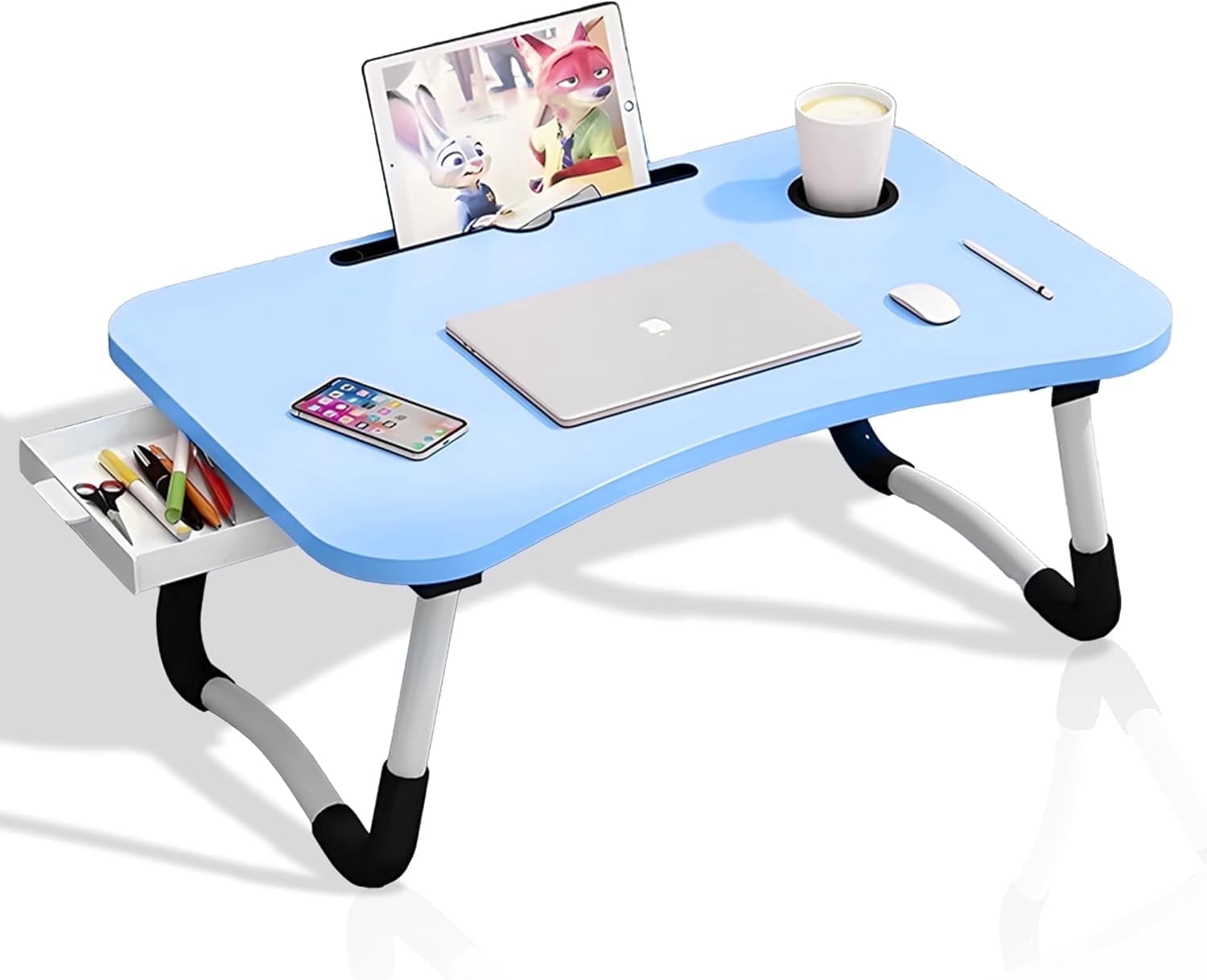 VINAUO Foldable Portable Lap Desk with Wooden Legs, Laptop Table for ...