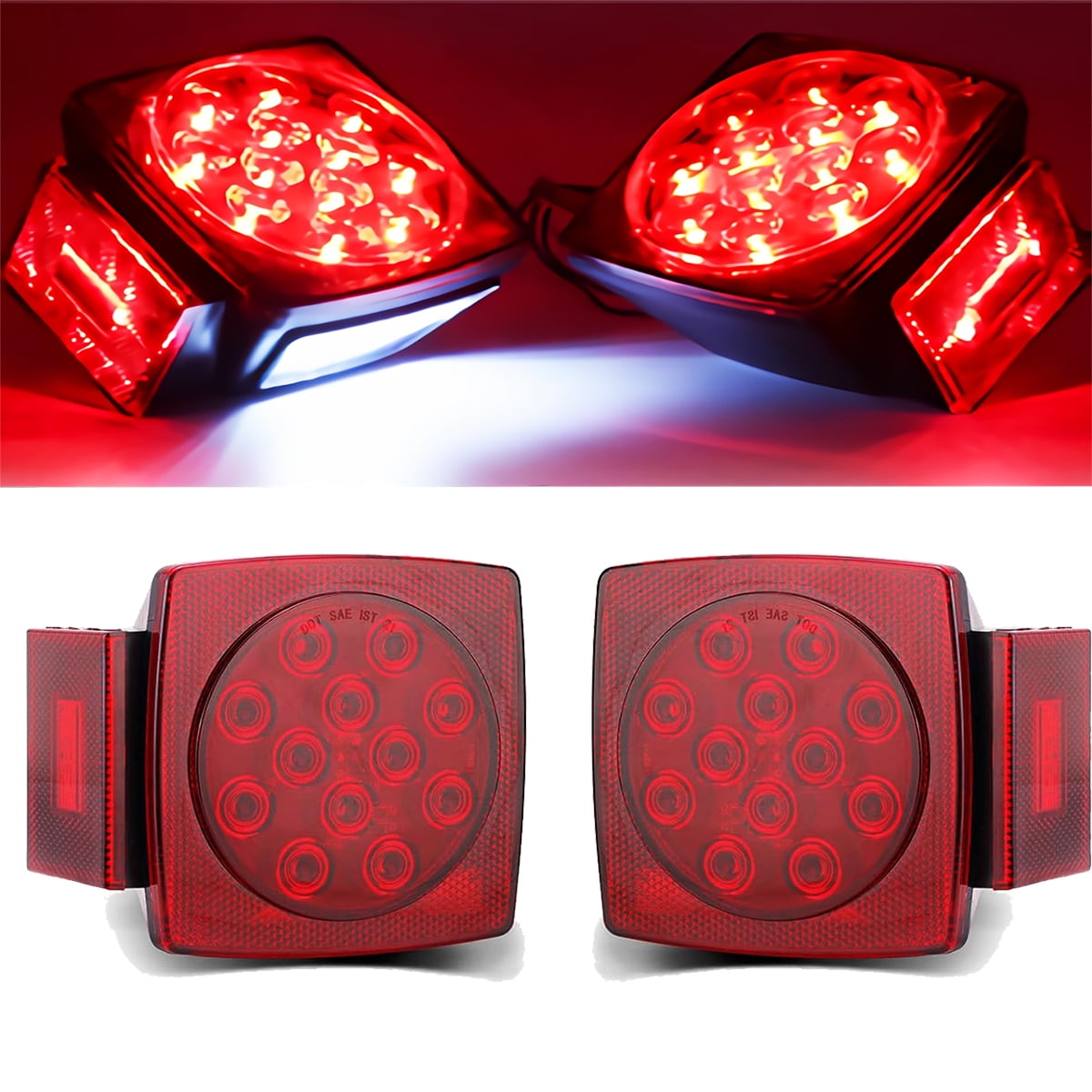 VINAUO 12V LED Tail Lights Kit, Waterproof Submersible for Boat, Truck ...