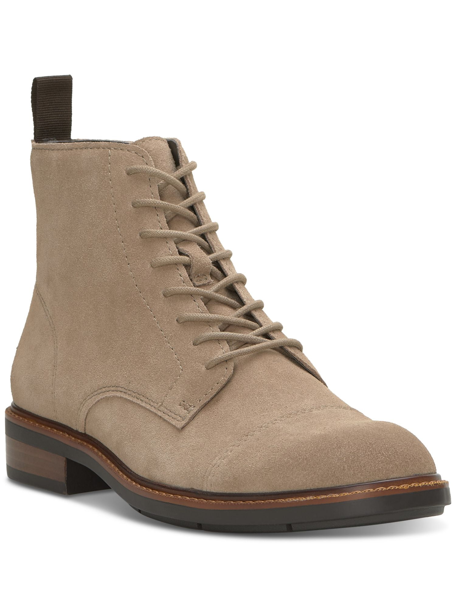 VINCE CAMUTO Mens Beige Lace-Up Front Heel Pull-Tab Padded Ferko Cap ...