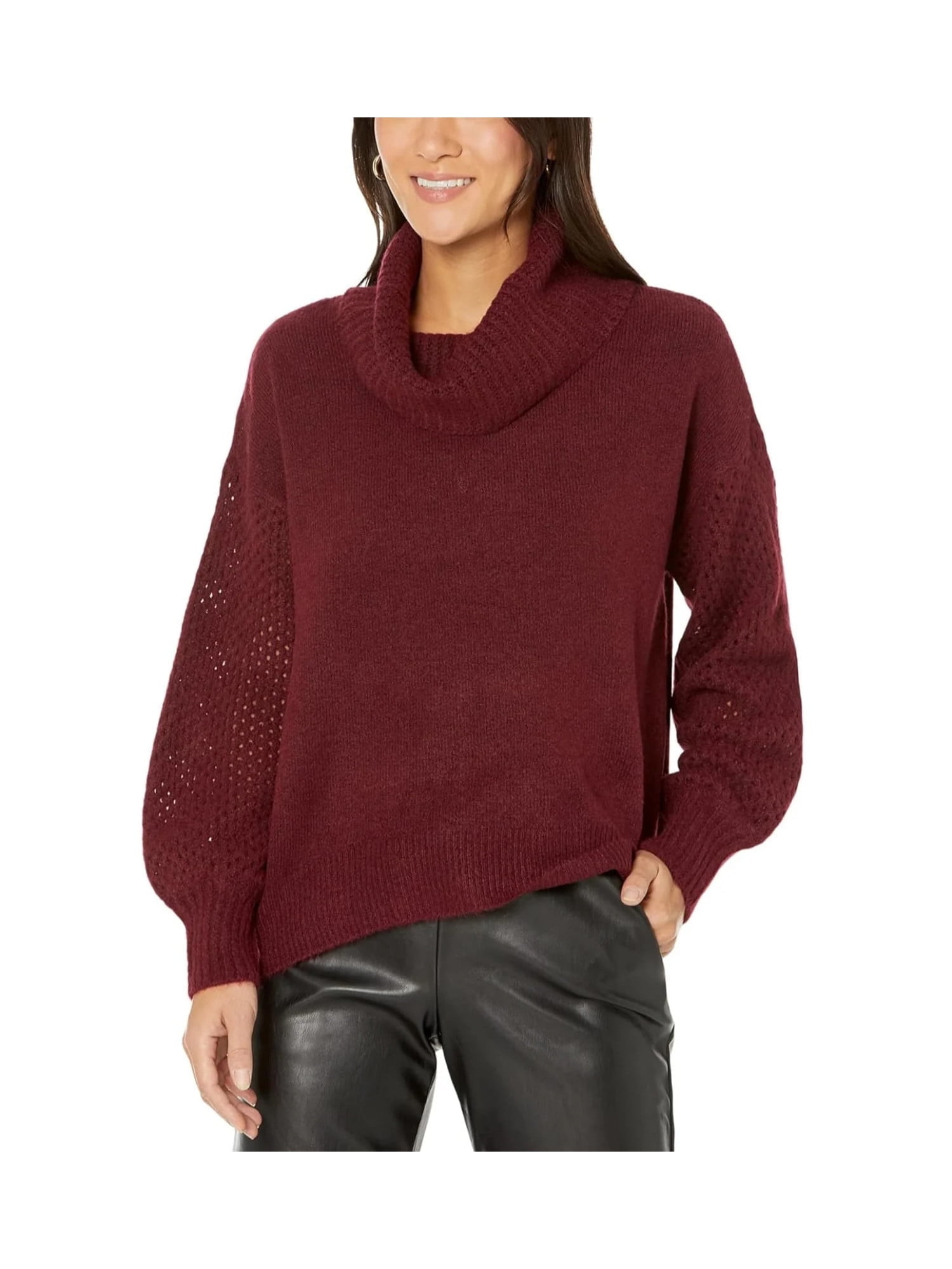 VINCE CAMUTO Womens Burgundy Heather Long Sleeve Cowl Neck Wear To Work ...