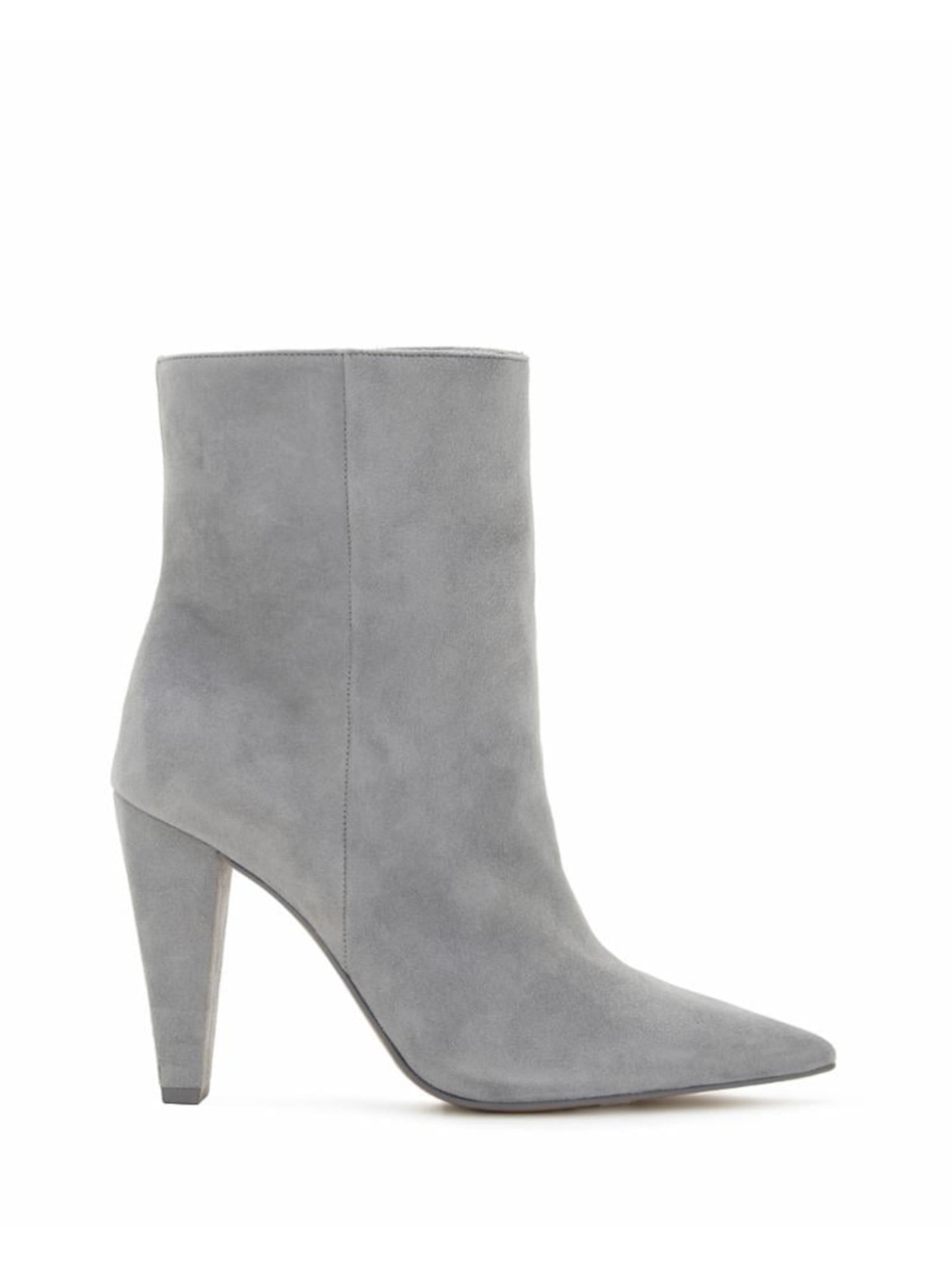 VINCE CAMUTO Designer Womens Gray Leather Dress Booties, Padded ...