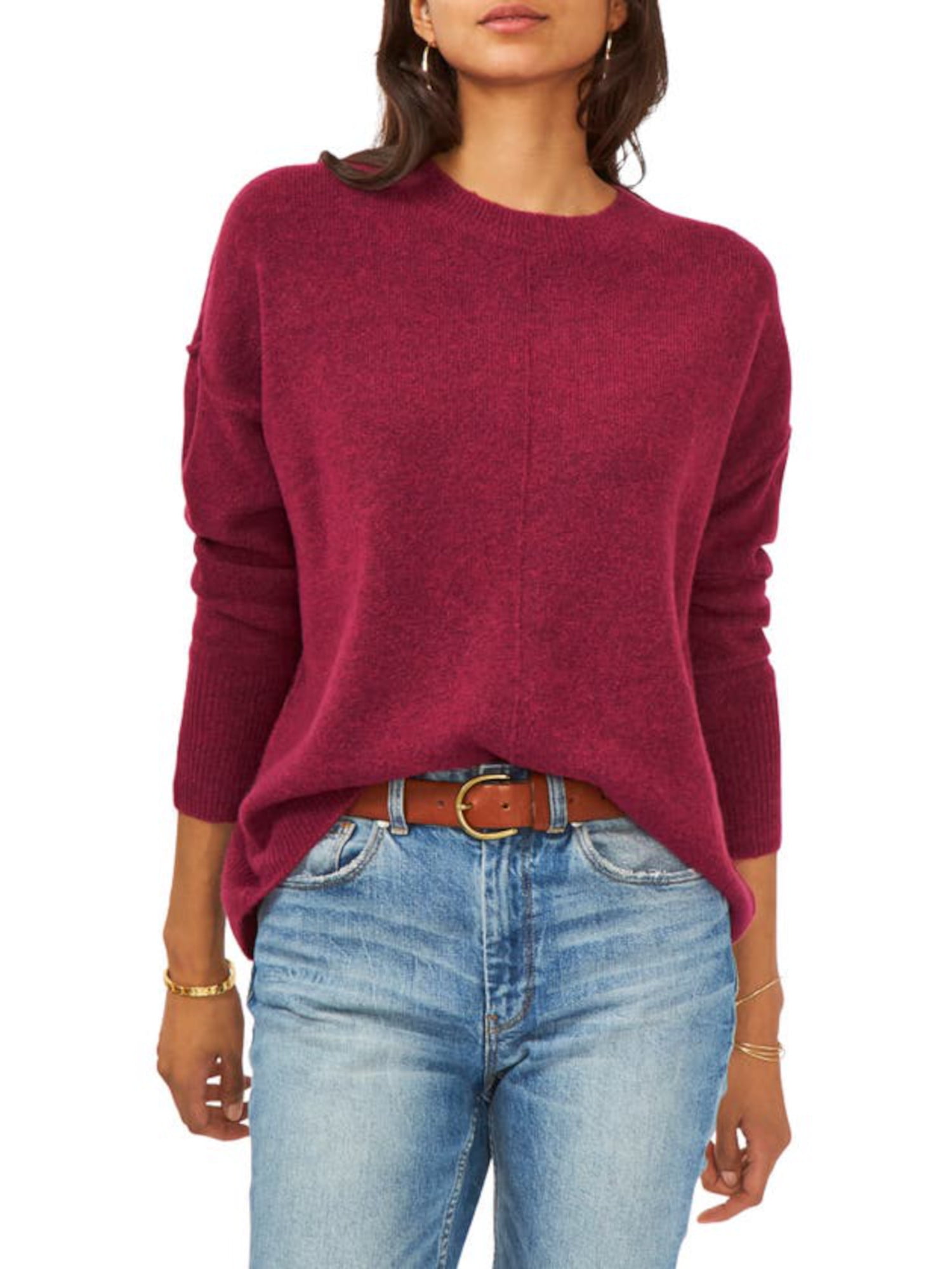VINCE CAMUTO Womens Purple Heather Long Sleeve Crew Neck Sweater XL ...