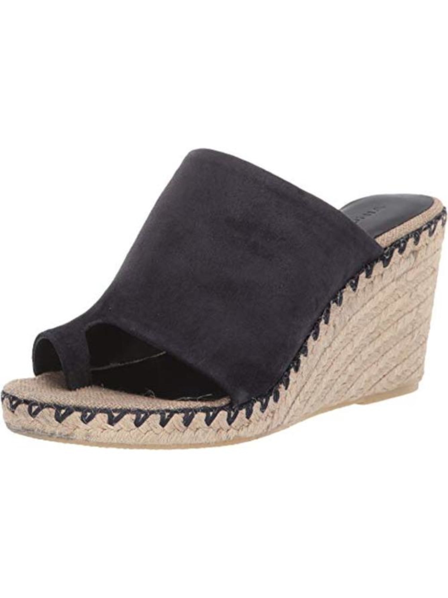 VINCE. Womens Navy Toe-Loop Padded Sutherland Round Toe Wedge Slip On ...