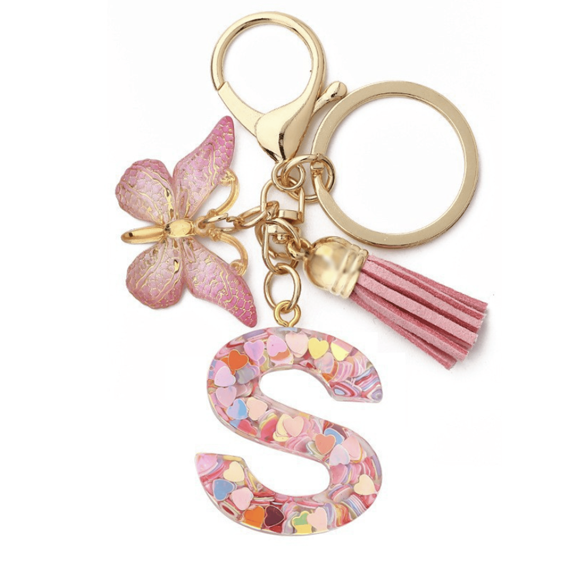 VINCHIC 26Letter Keychain Initial Letter Keyring Alphabet Resin Flower ...