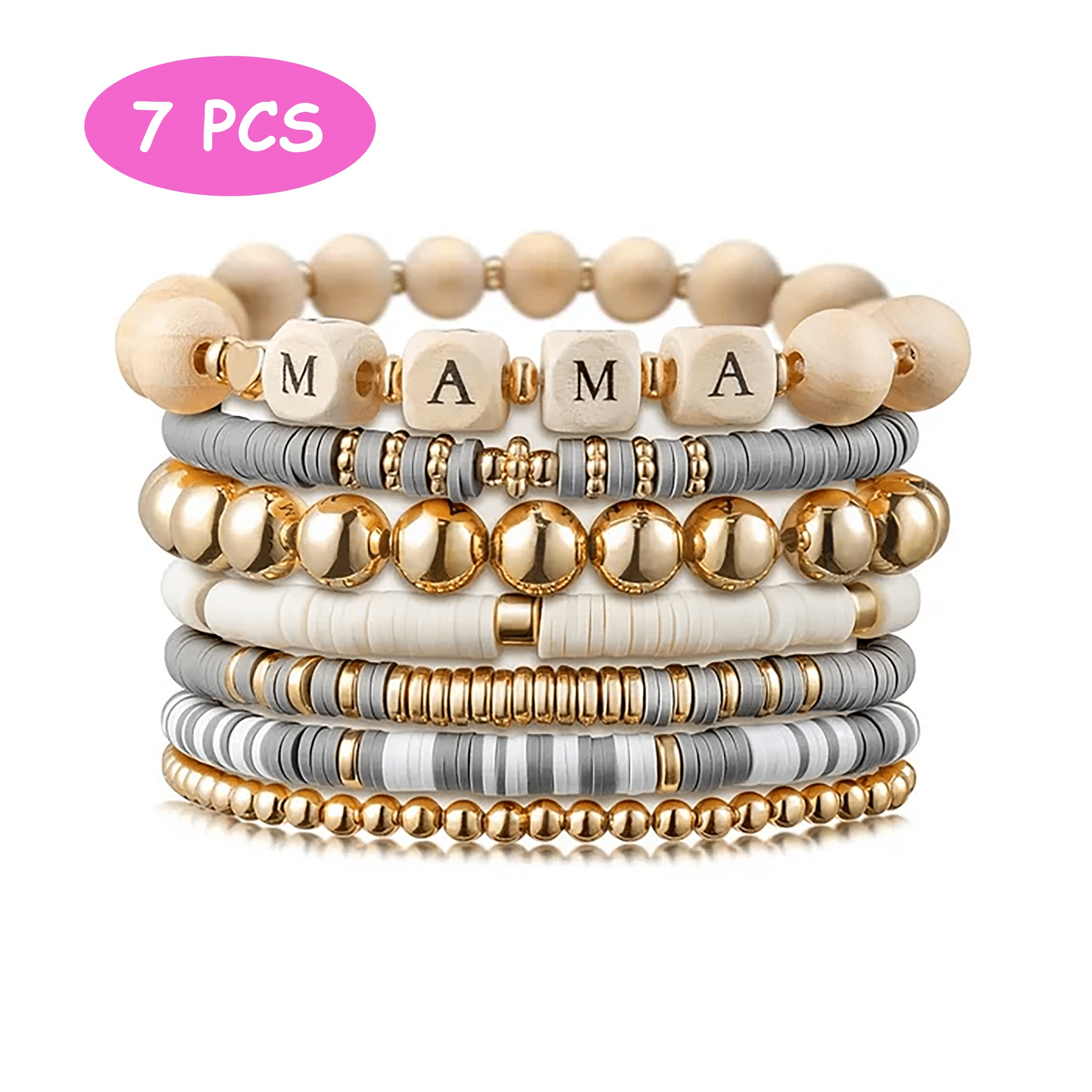 VINCHIC 7Pcs Surfer Bracelets Colorful Preppy Happy Smile Evil Eye ...