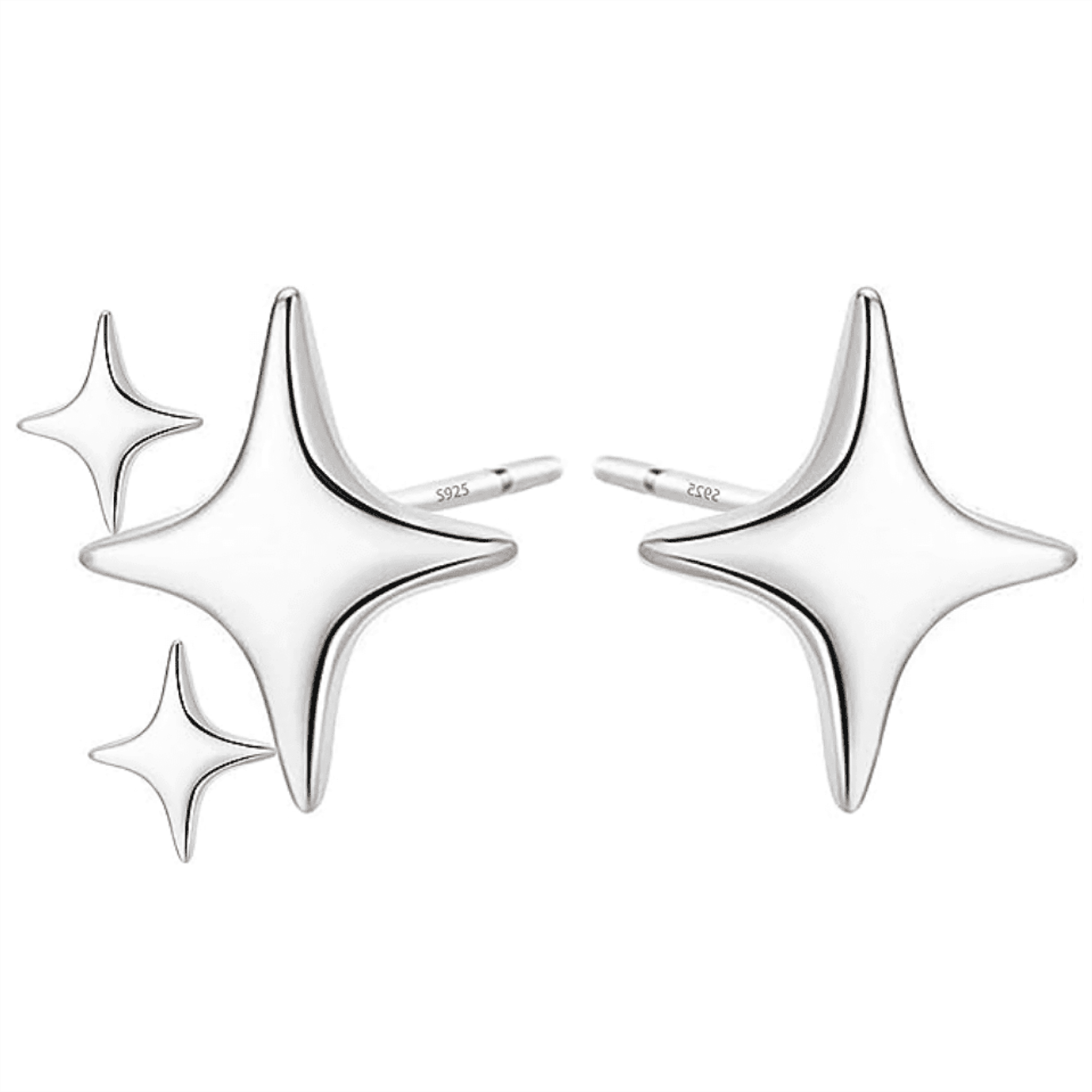 GOVSONE Star Stud Earrings Four Pointed Star Studs Earrings for Women ...