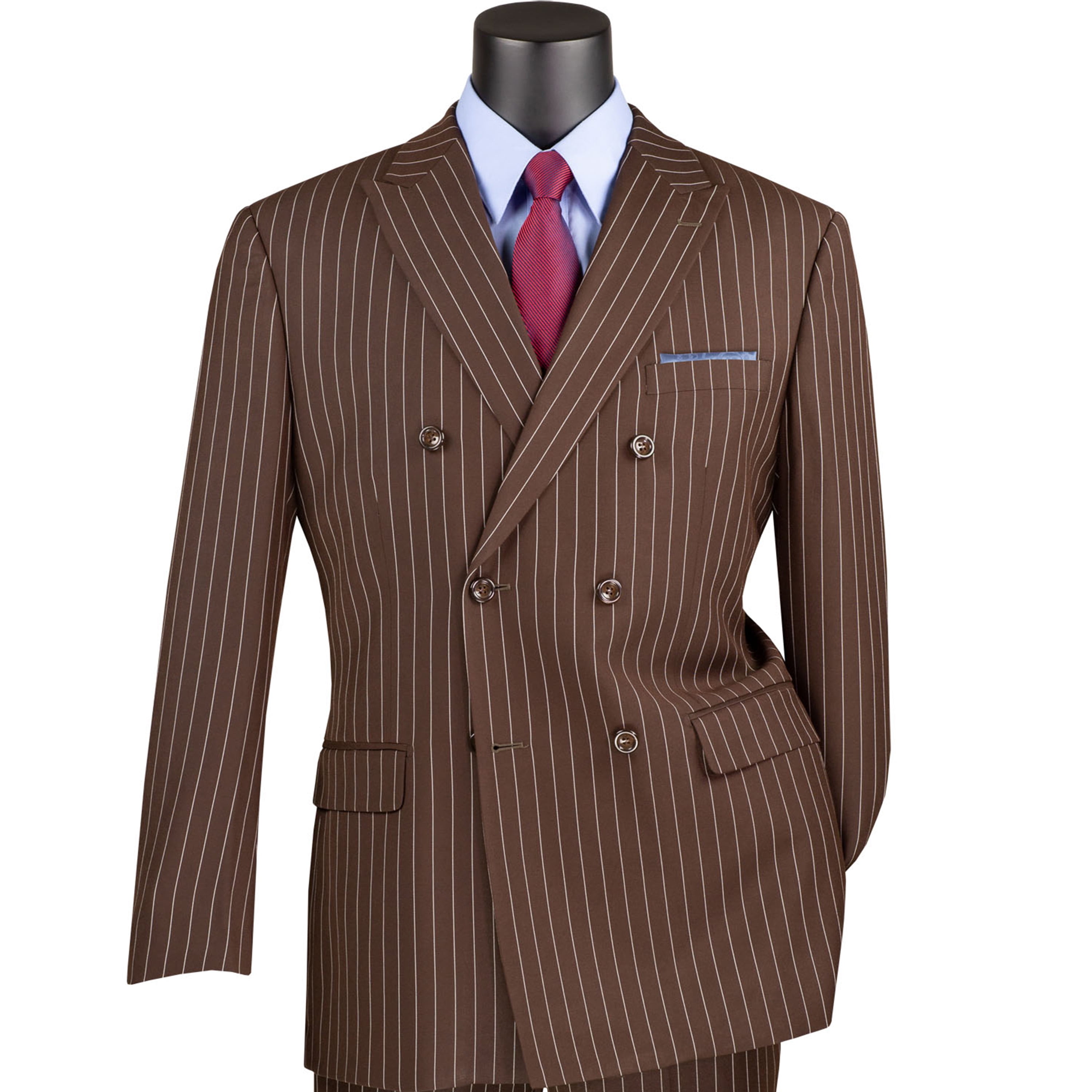 VINCI Men's Brown Pinstripe Double-Breasted 6-Button Classic Fit Suit - NEW - 36R - Walmart.com
