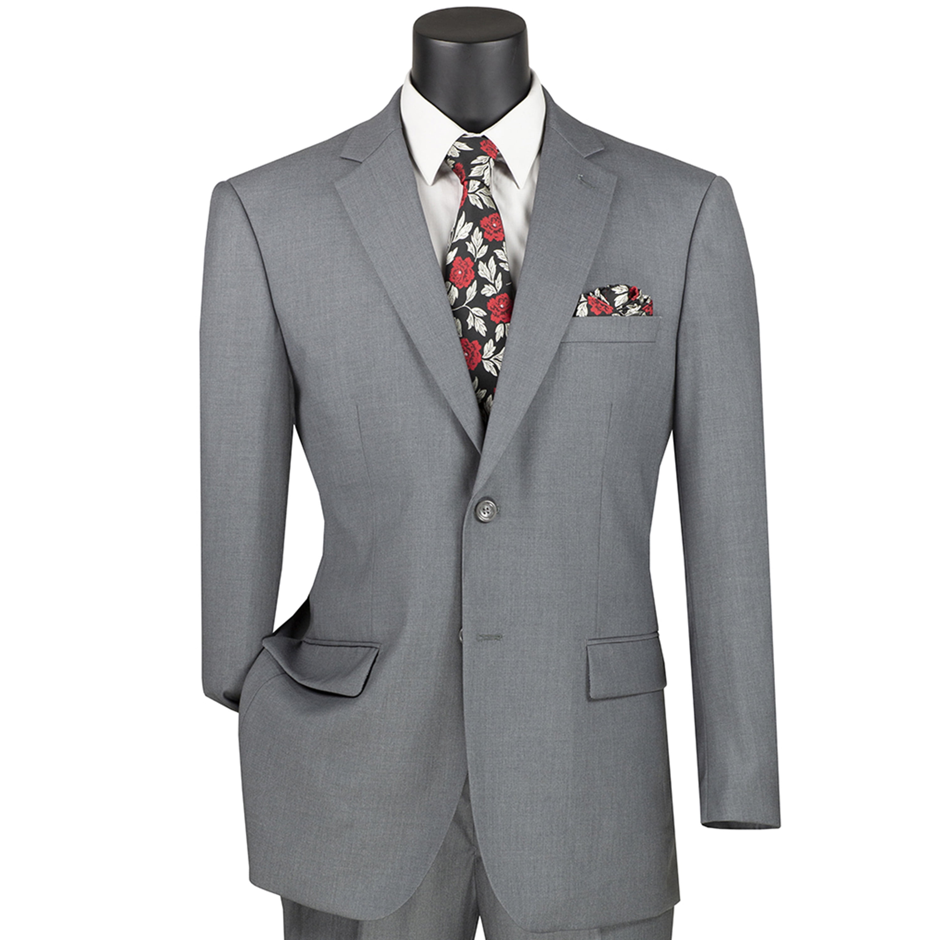 VINCI Men's Gray 2-Button Suit w/ Adjustable Waistband, Reg-Fit - NEW ...