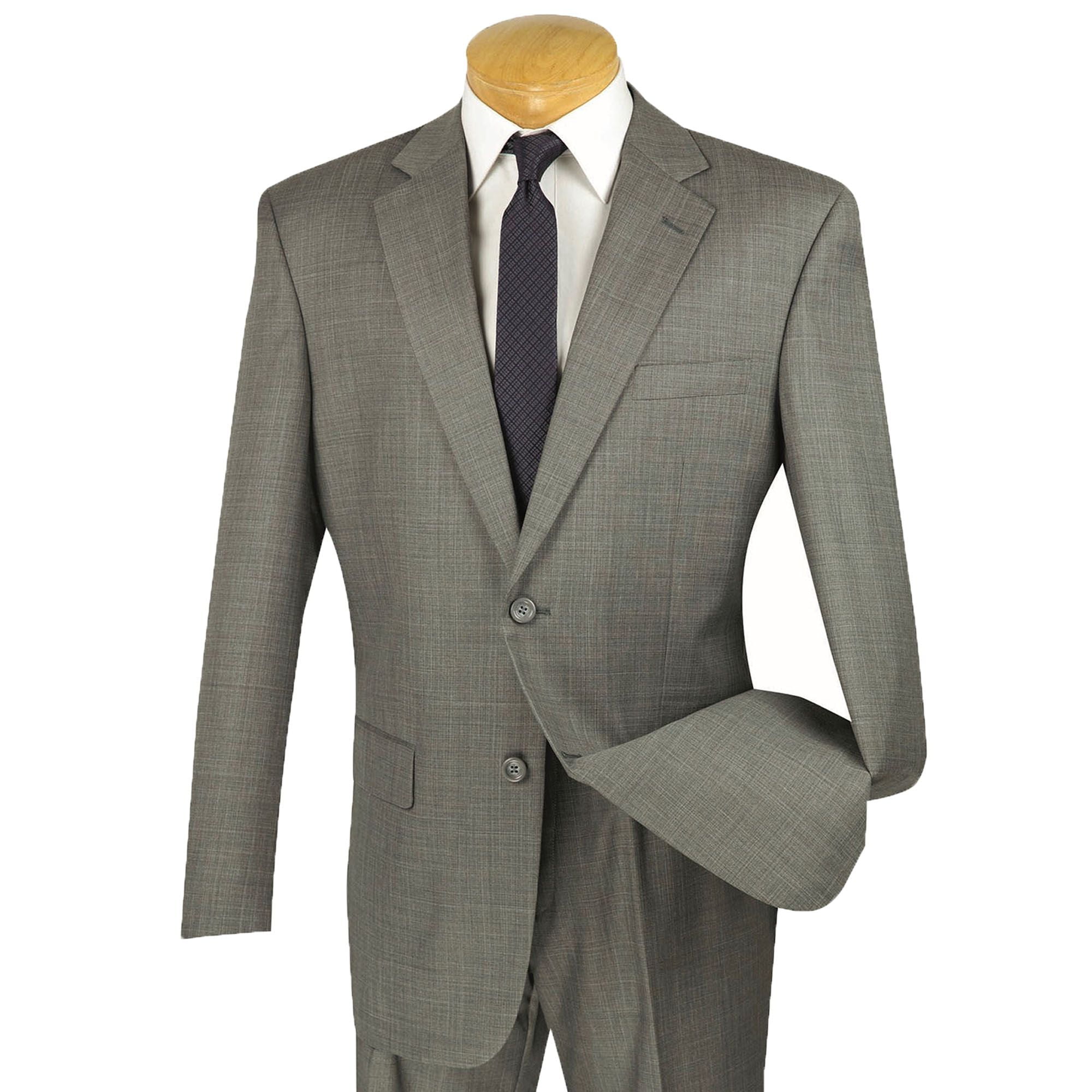 VINCI Men's Gray Textured 2-Button Classic-Fit Business Suit - NEW ...