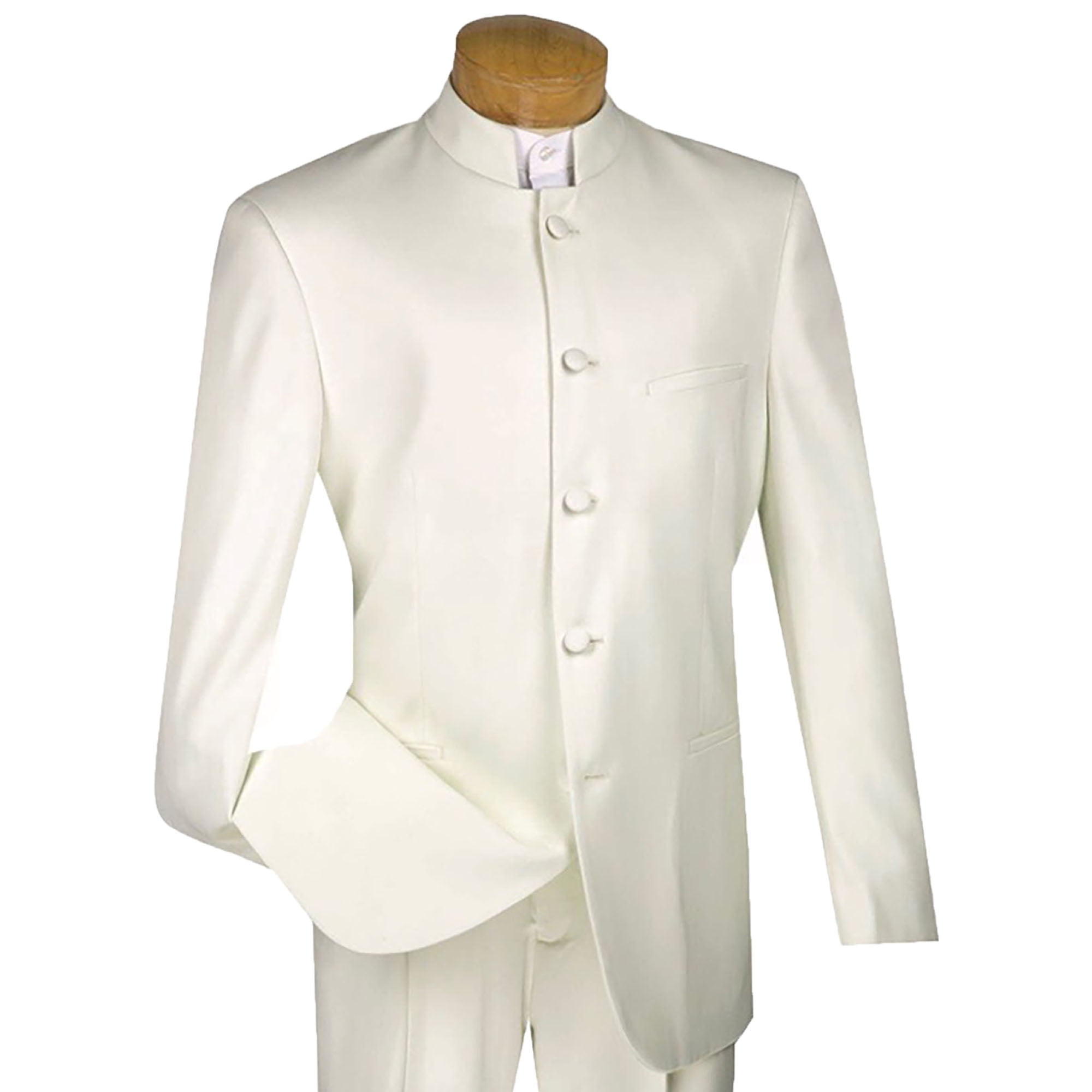 VINCI Men's Ivory Banded Collar 5-Button Classic-Fit Tuxedo Suit - NEW ...