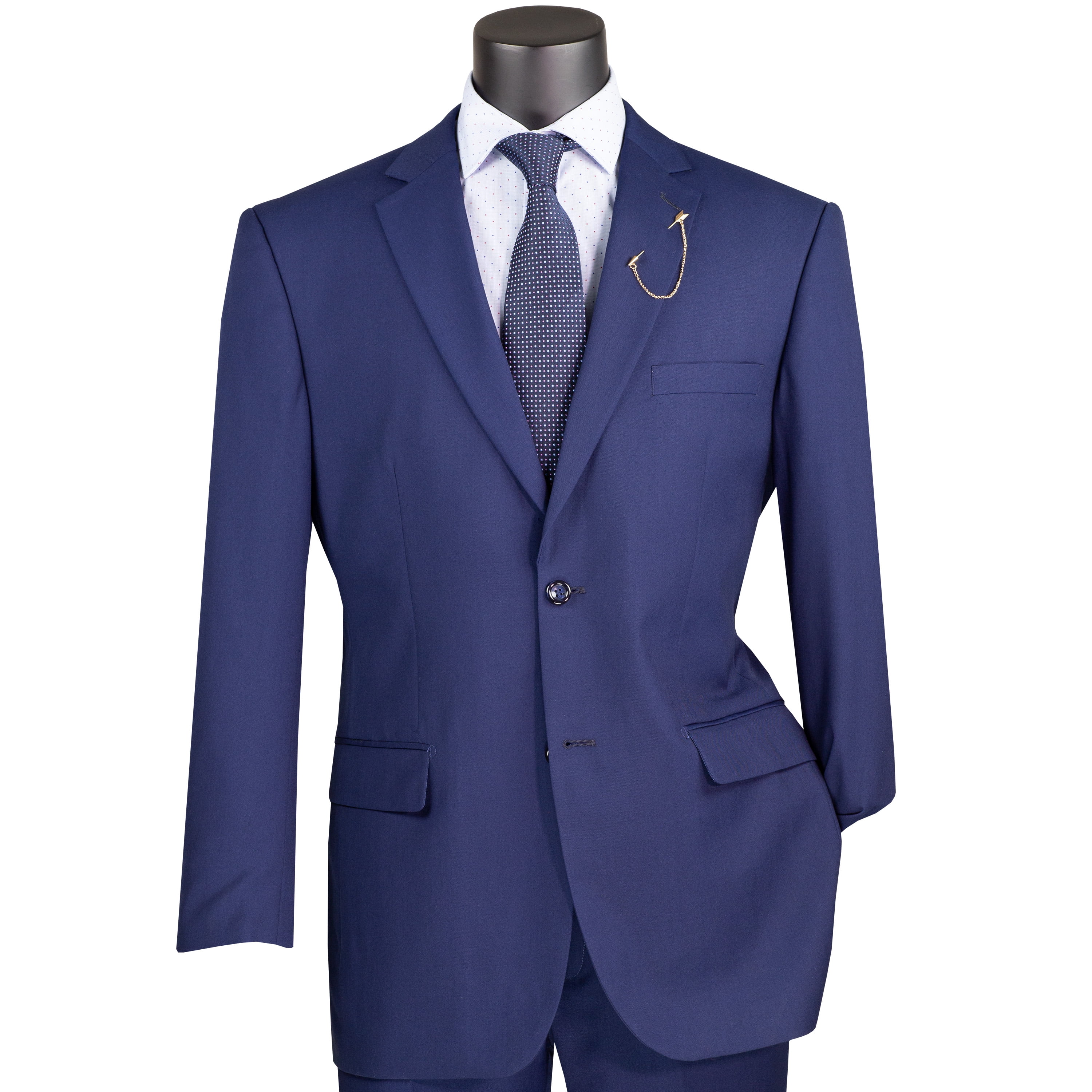 VINCI Men's Patriot Blue 2-Button Suit w/ Adjustable Waistband, Reg-Fit ...