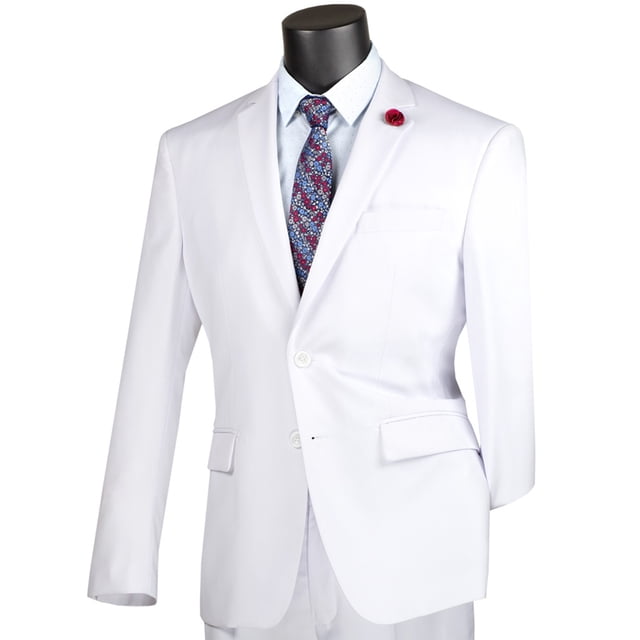 VINCI Men's White 2-Button Suit w/ Adjustable Waistband, Reg-Fit - NEW ...