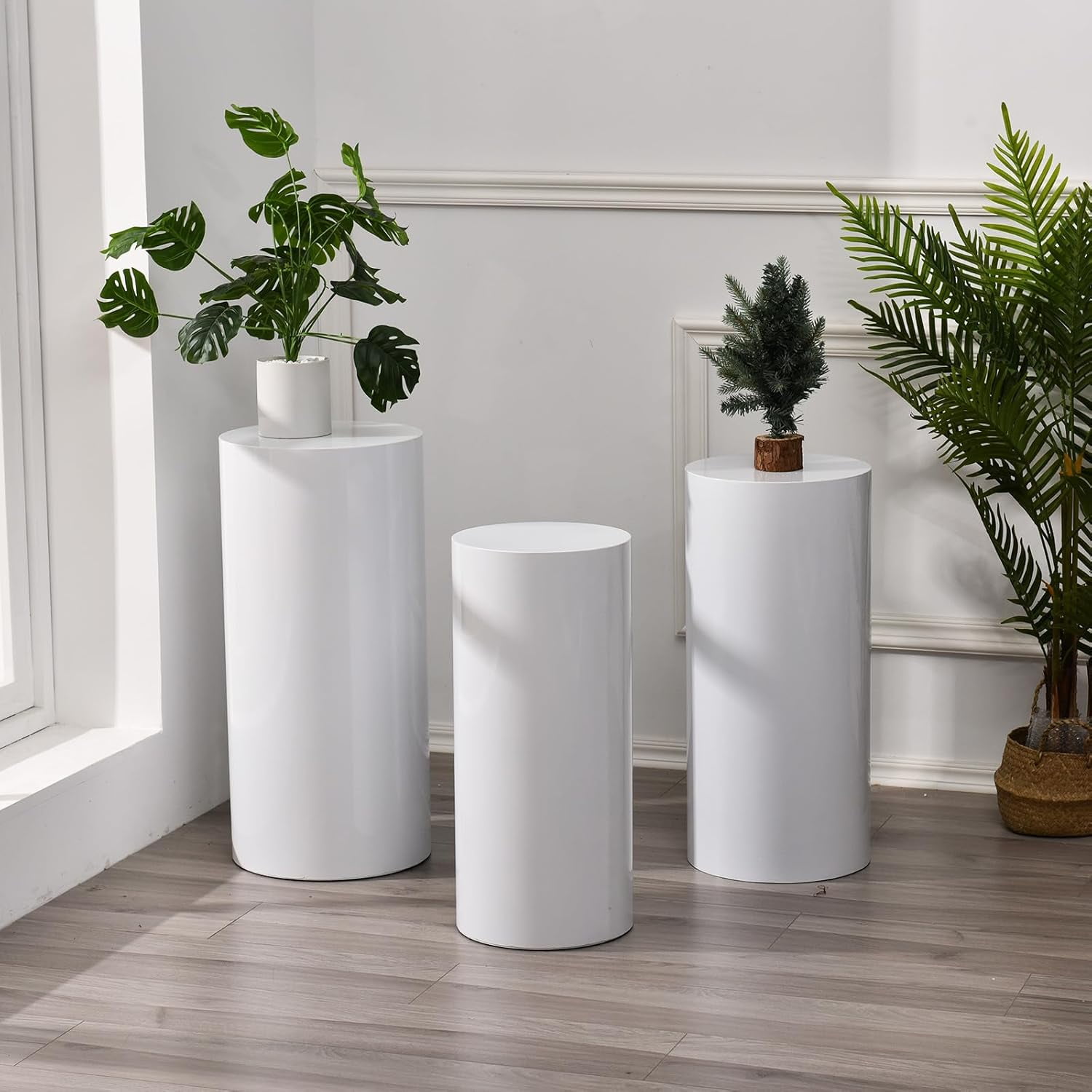 VINCIGANT Metal Cylinder Pedestal Stands for Party,Set of 3 Decorative ...