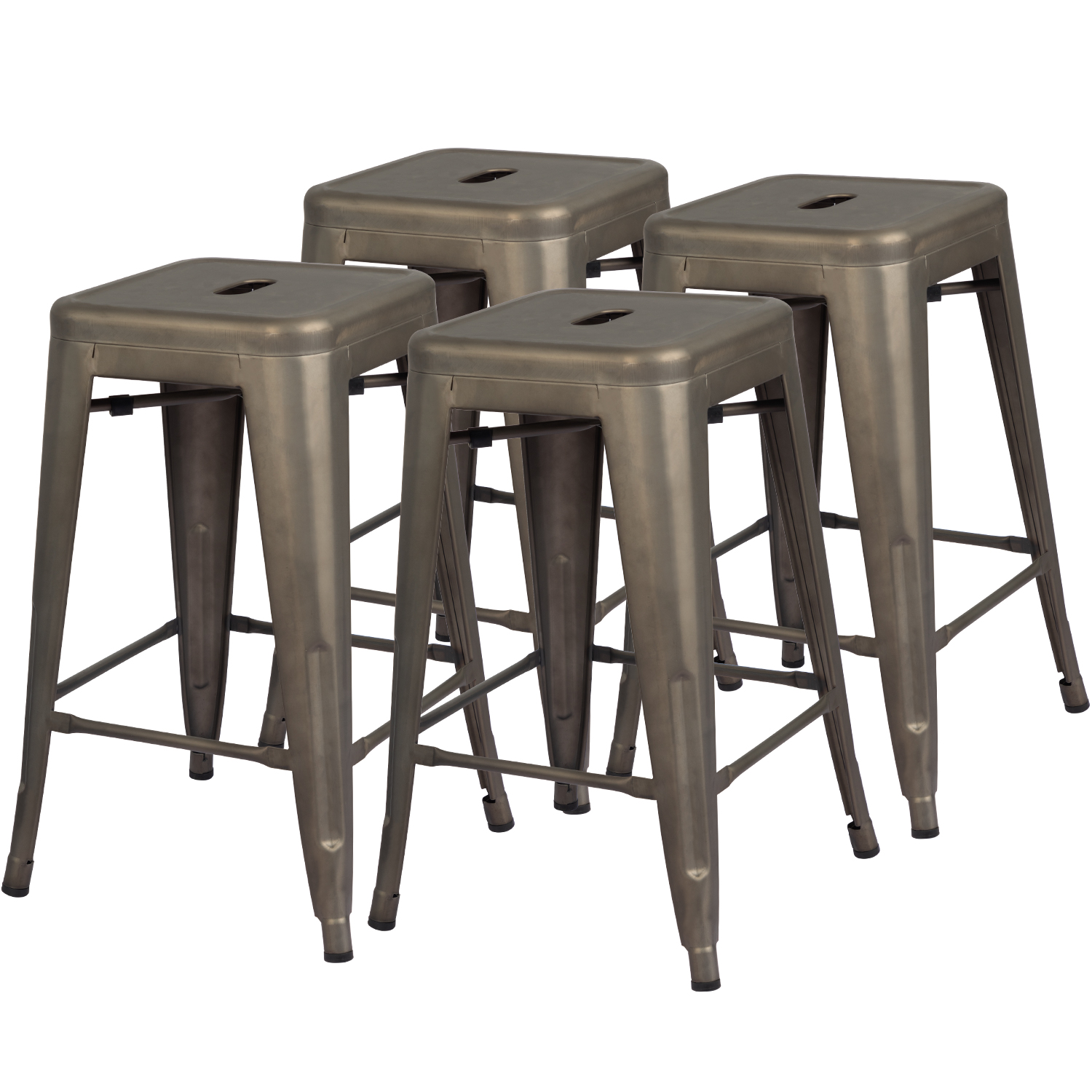 VINEEGO 24 Inches Modern Metal Bar Stools for Counter Height Indoor ...