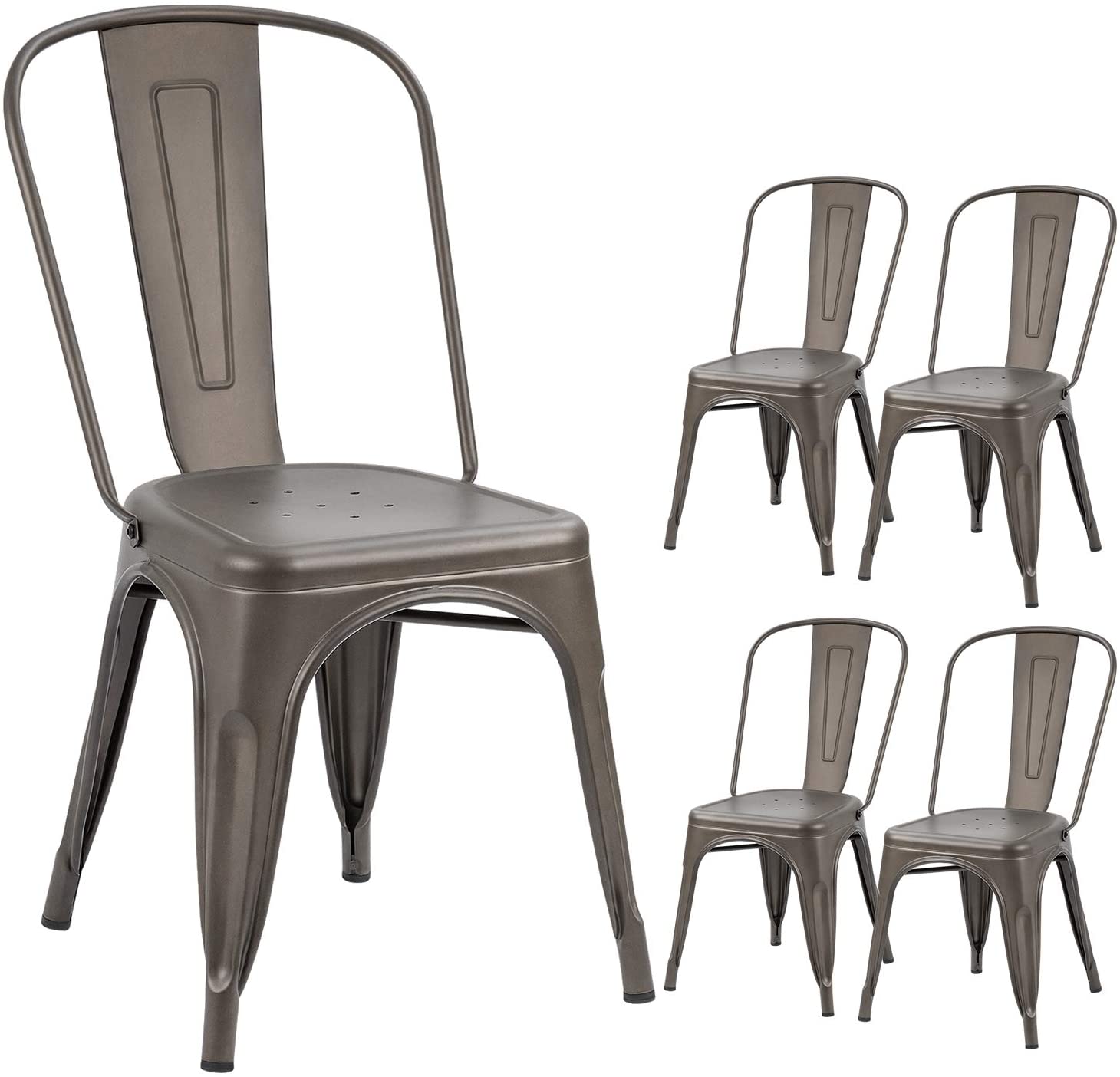 Lacoo Metal Dining Chair Indoor-Outdoor Use Stackable Classic Trattoria ...