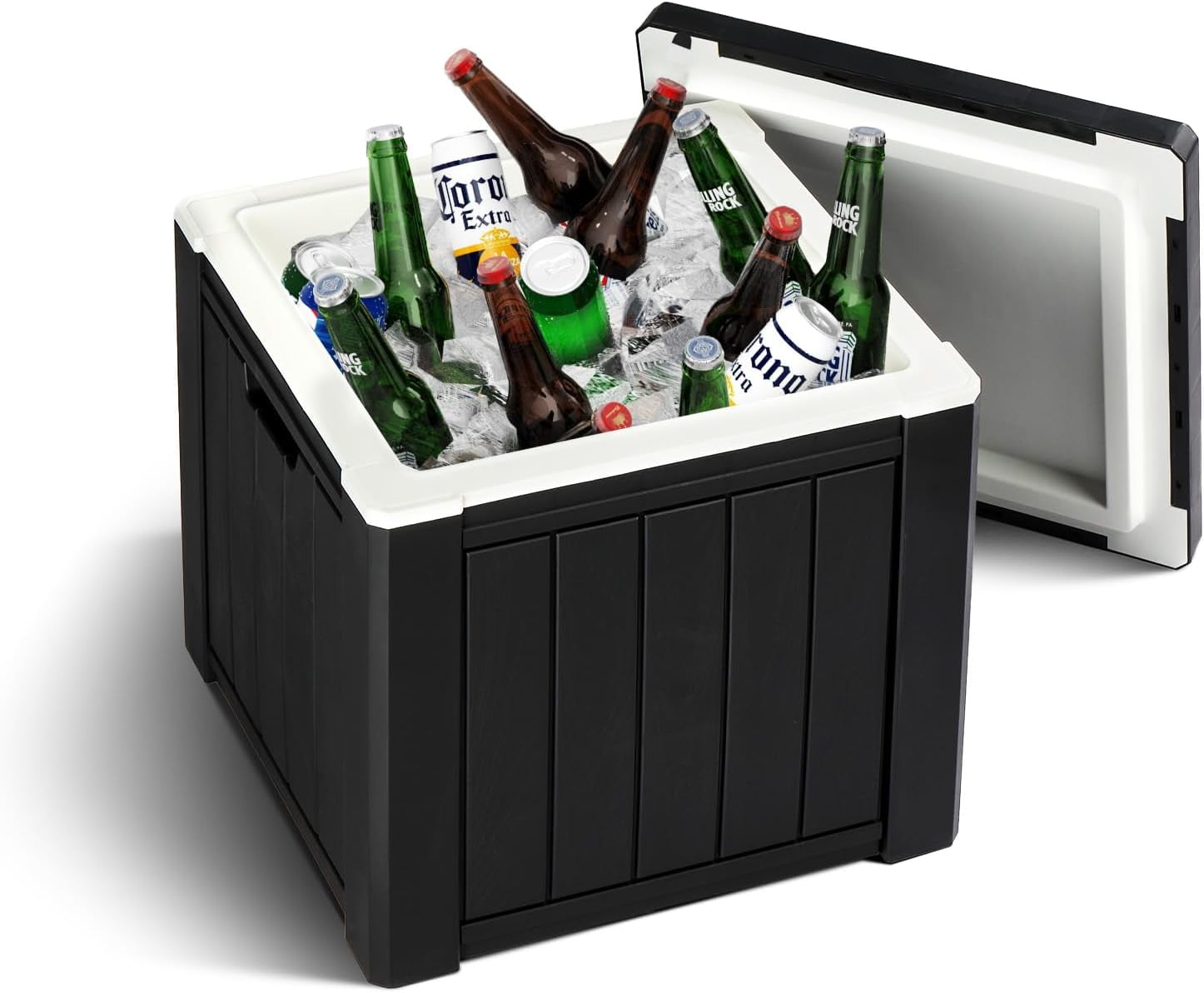 VINGLI 10 Gallon Cooler Side Table, Portable Ice Chest with Built-in ...