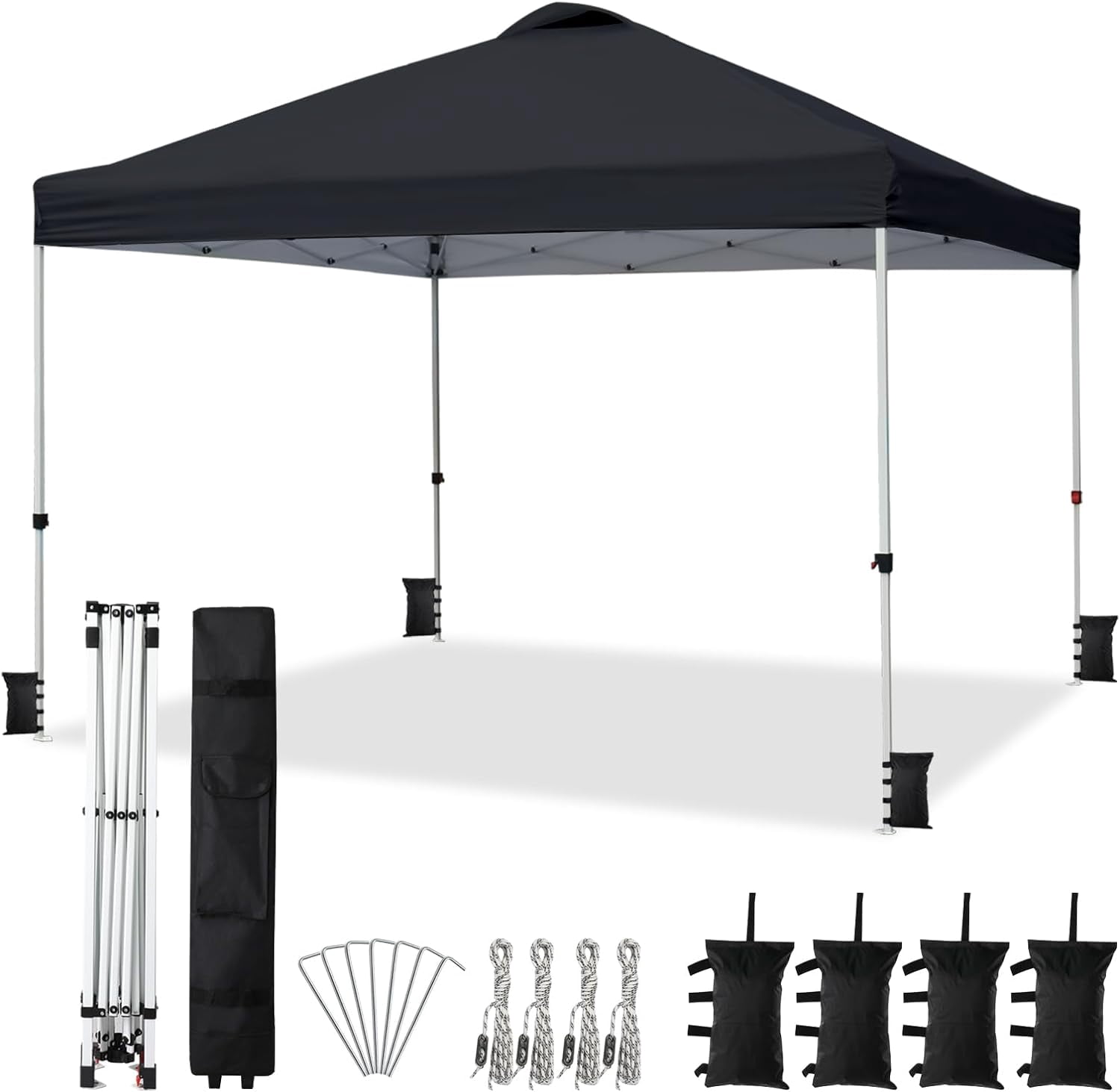 VINGLI 10'x10' Pop Up Canopy Tent with Sandbags & Rolling Bag, Portable ...