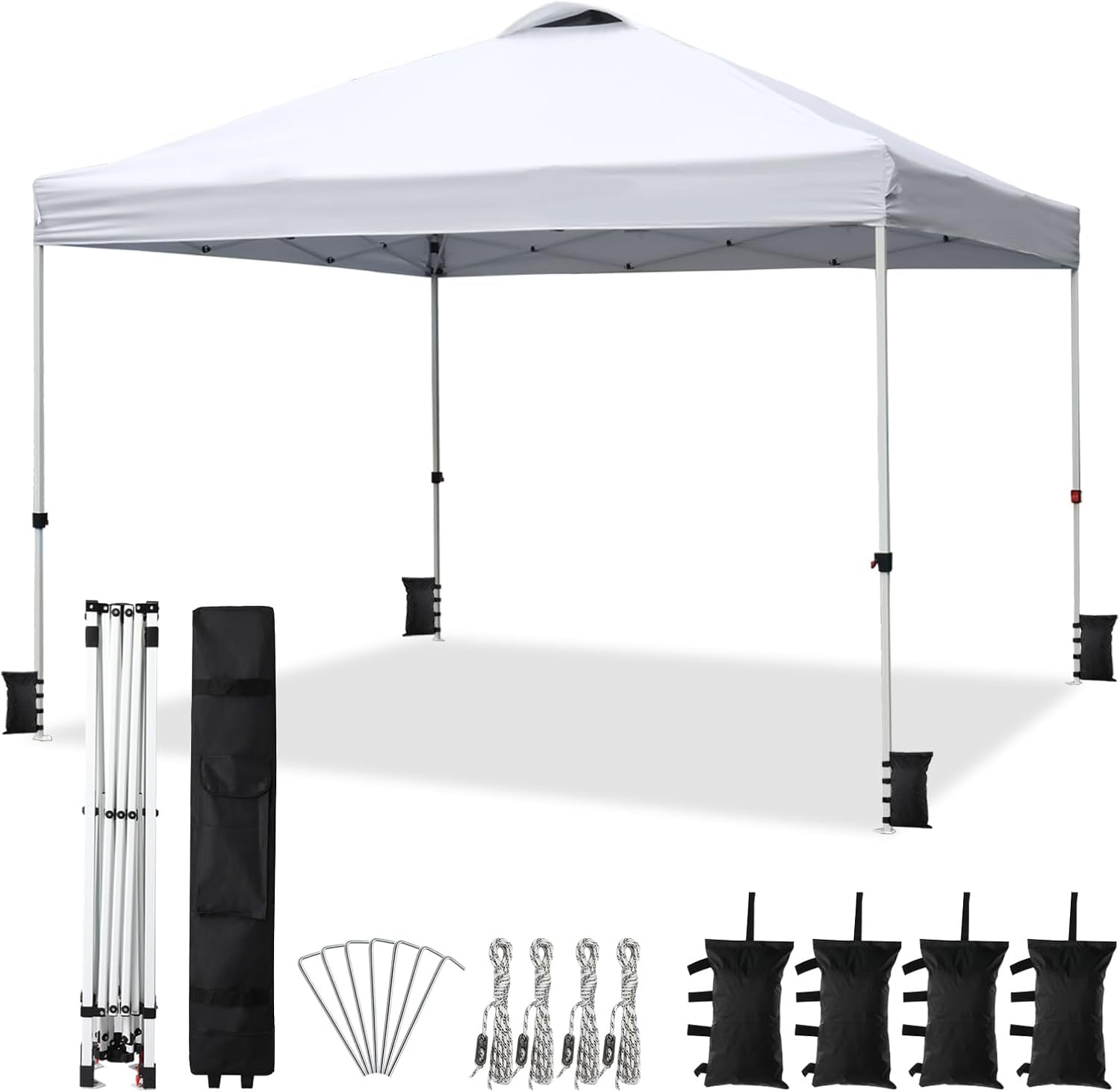 VINGLI 10'x10' Pop Up Canopy Tent with Sandbags & Rolling Bag, Portable ...