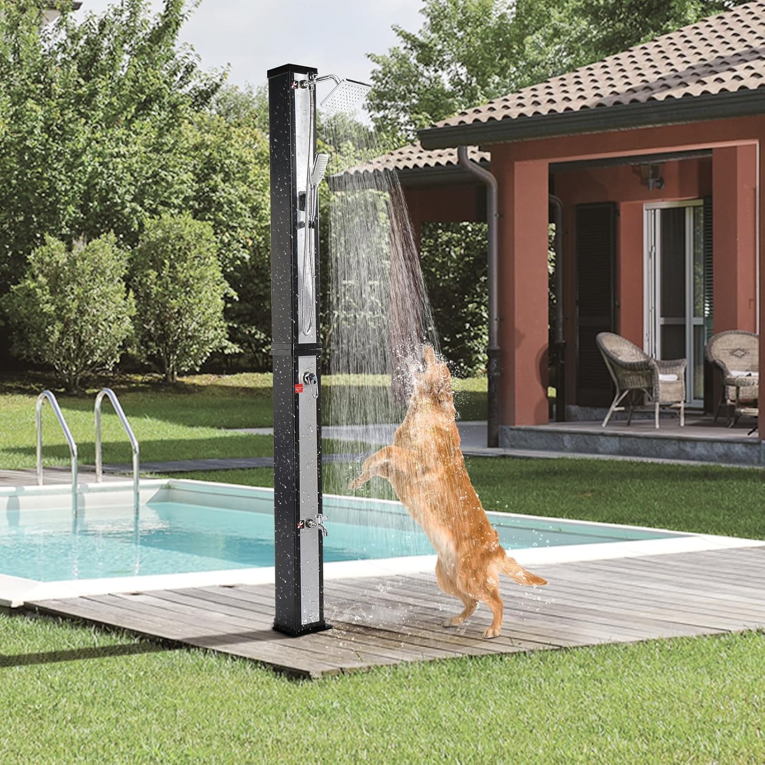 VINGLI 11 Gallon Solar Heated Shower with Shower Head, Handheld ...