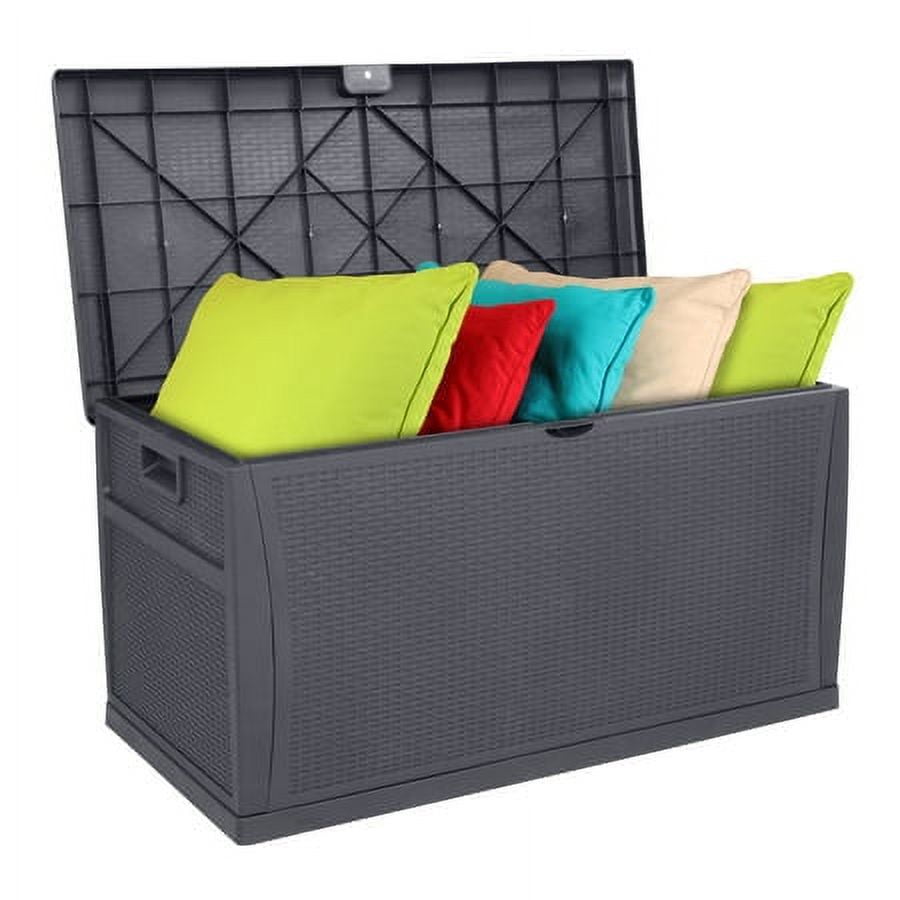 VINGLI 120 Gallon Plastic Outdoor Storage Box, Patio Deck Box with ...
