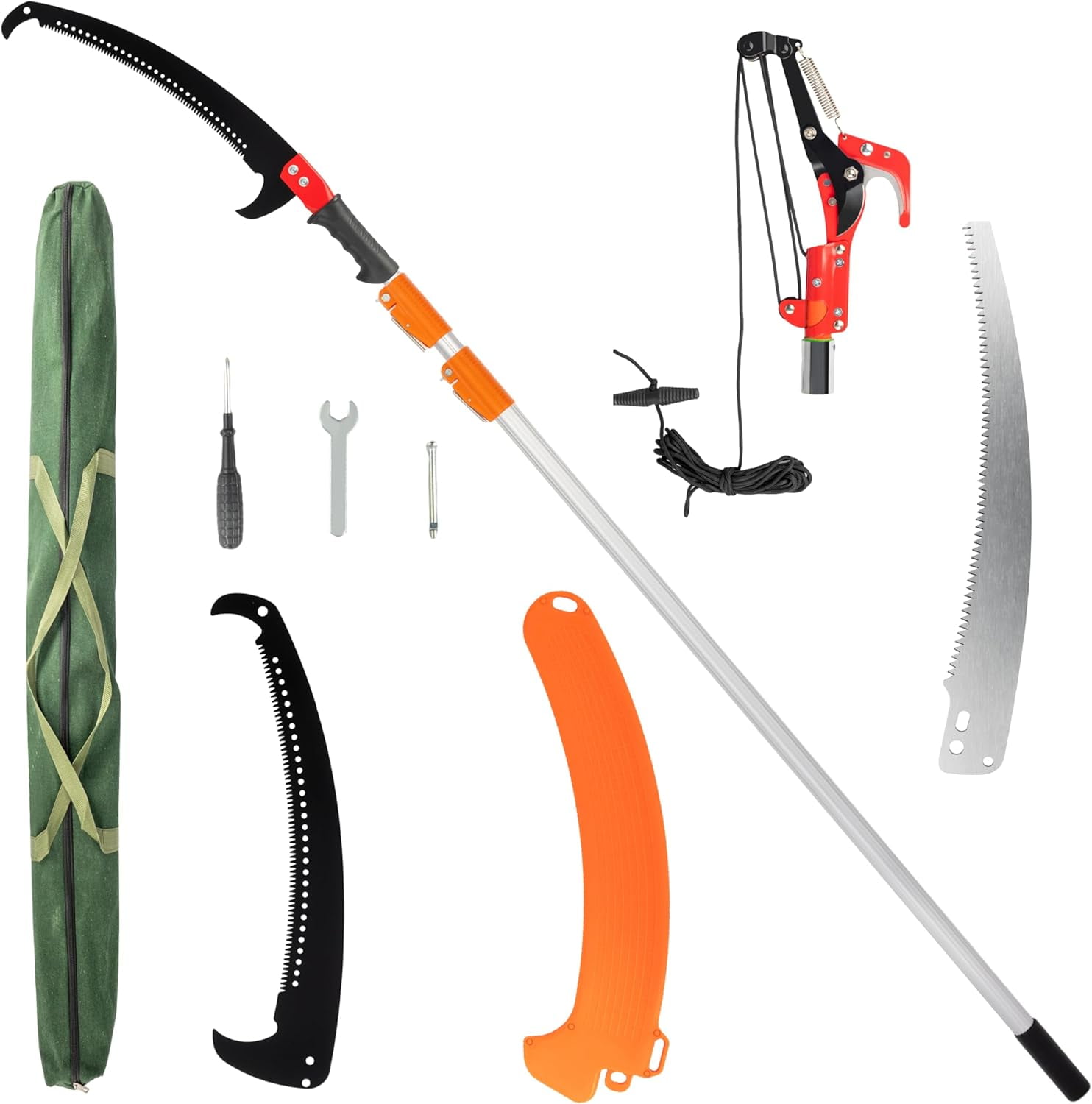 VINGLI 12ft Manual Pole Saws, Extendable Tree Trimmers Long Handle ...