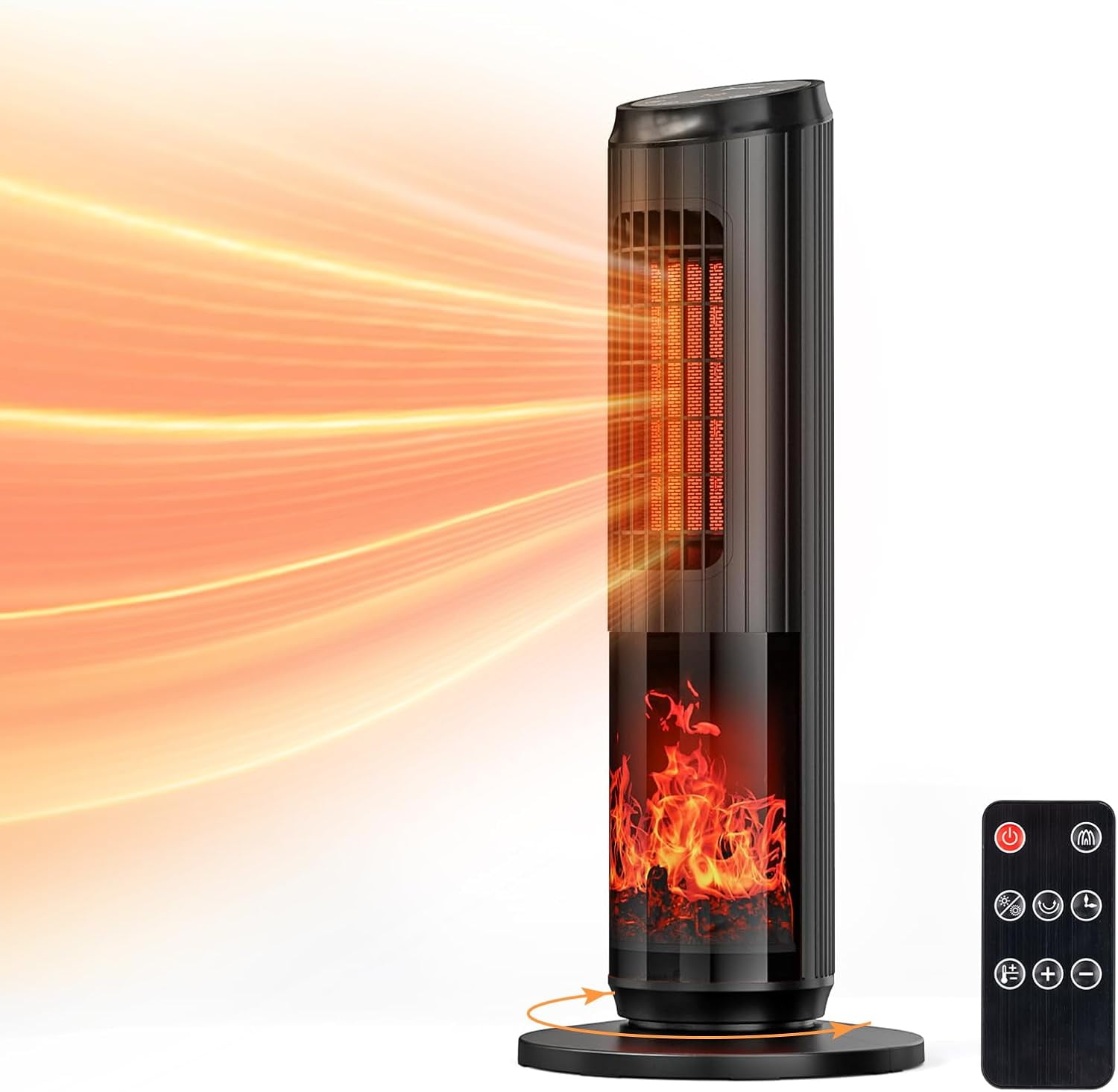 VINGLI 1500W Electric Space Heater w/Remote & 3D Flame, 25" Portable ...