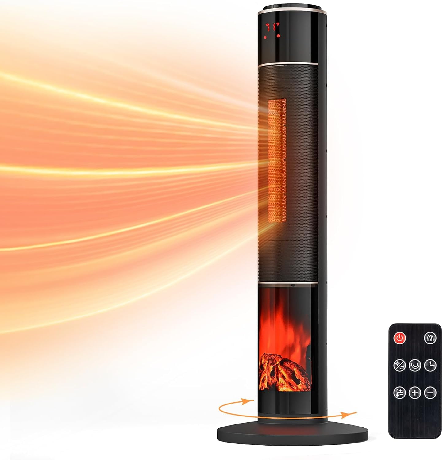 VINGLI 1500W Electric Space Heater w/Remote & 3D Flame, 33" Portable ...