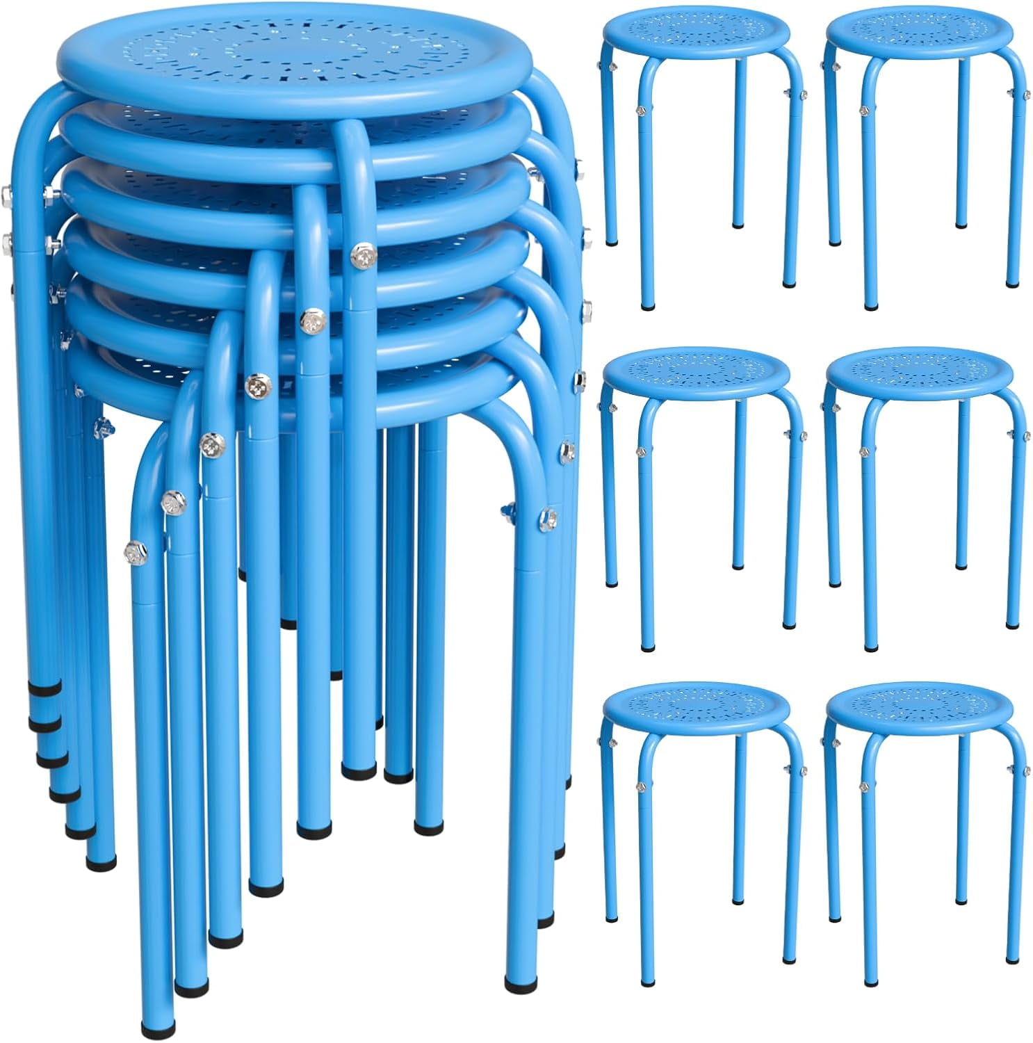 VINGLI 17.7in Metal Stackable Stools Portable Stacking Chairs Nesting ...