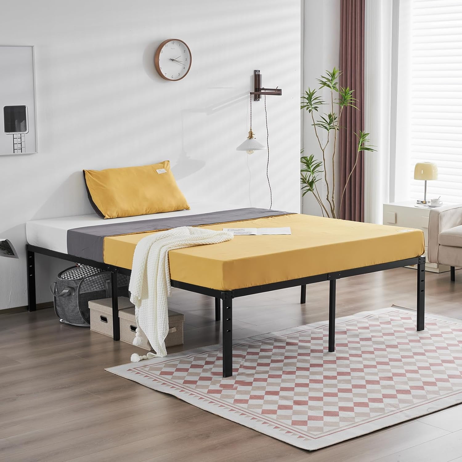 VINGLI 18 Inch XL Metal Platform Bed Frame, No Box Spring Needed, Heavy ...