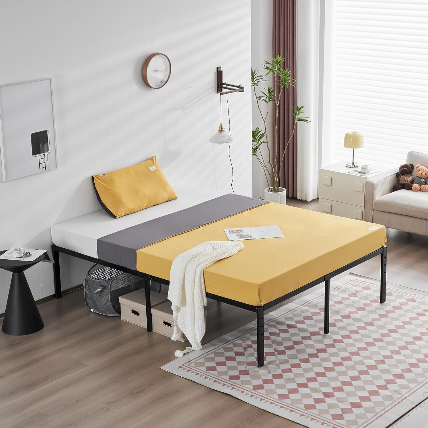 VINGLI 18 Inch Metal Platform King Bed Frame, No Box Spring Needed ...