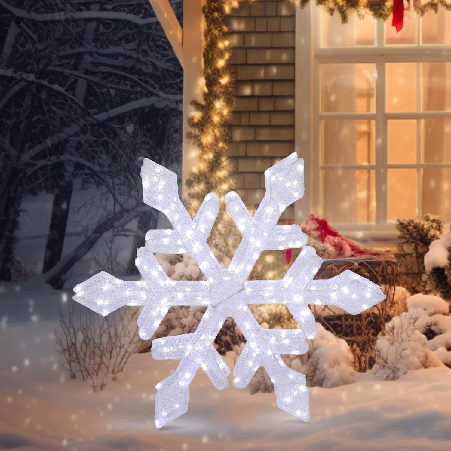 VINGLI 2.6FT Lighted Christmas Outdoor Snowflake Decorations, Yard ...