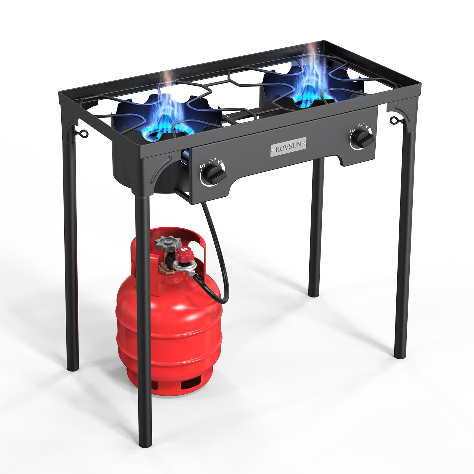 ROVSUN 2 Burner Outdoor Propane Gas Stove, 150,000 BTU, High Pressure, 20 PSI Regulator ...
