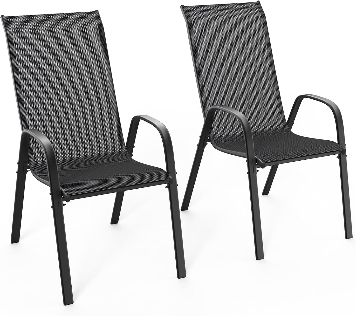 VINGLI 2-Piece Stackable Outdoor Chairs - Space-Saving Sling Back ...