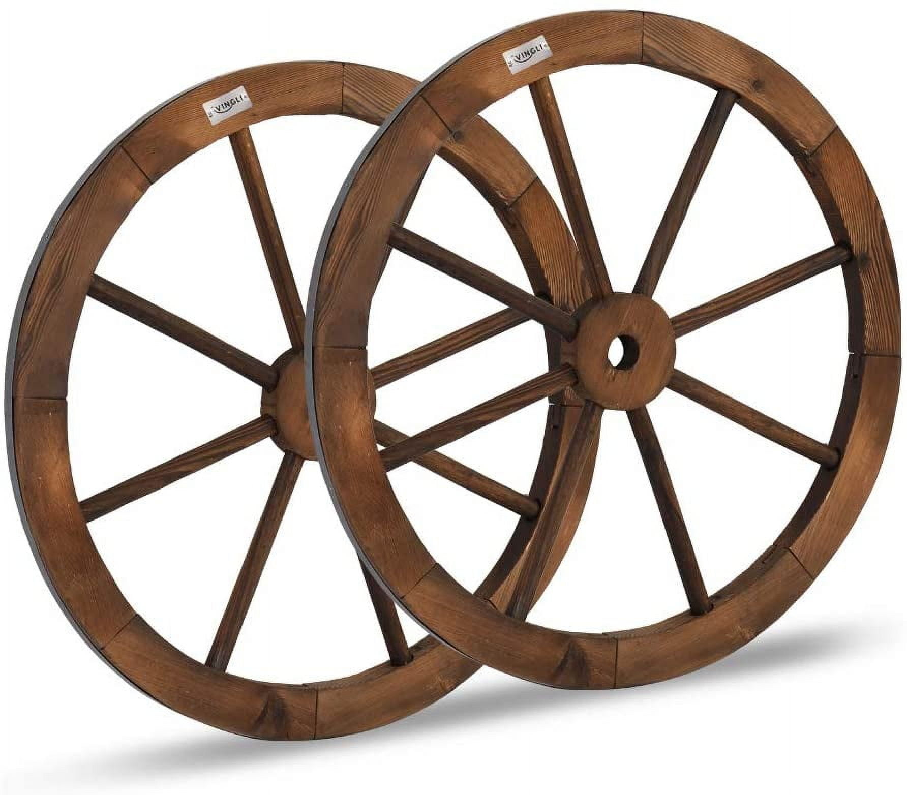 VINGLI 24" Decorative Wooden Wheel (Set of 2), Vintage Old Western ...