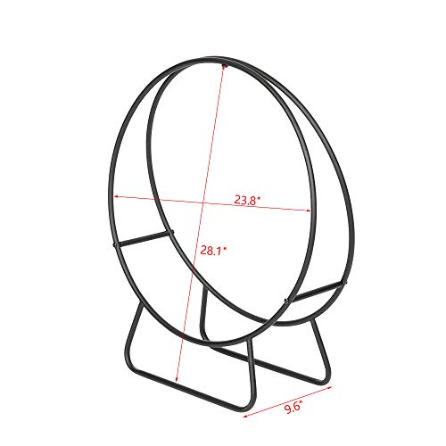 VINGLI 24 Inch Firewood Rack Indoor/Outdoor Log Hoop, Steel Log Holder ...