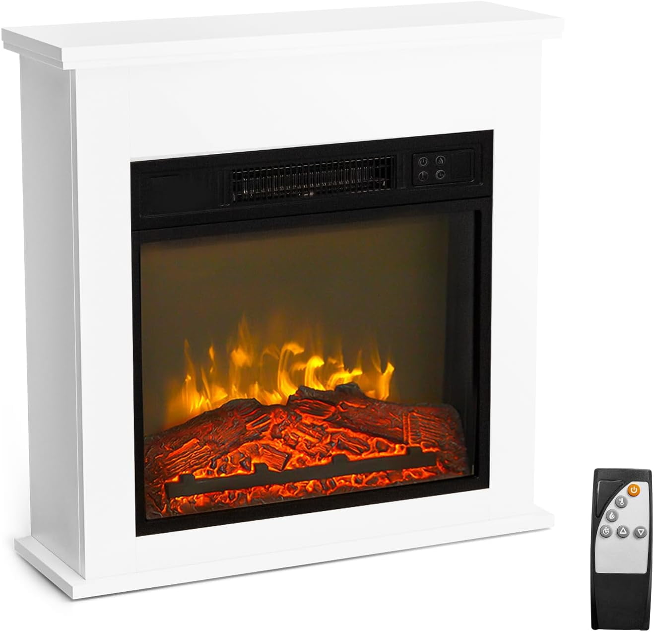 VINGLI 25'' Electric Fireplace with Mantel, Freestanding Heater with ...