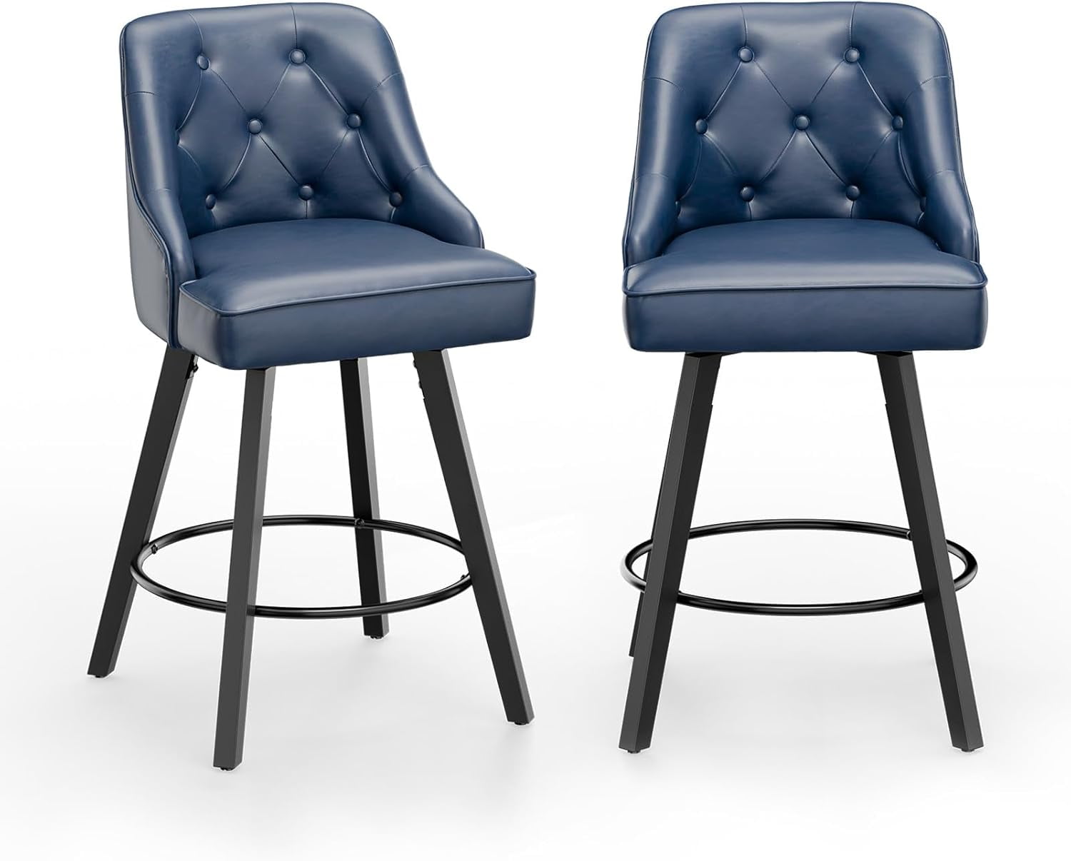 VINGLI 26" H Swivel Barstools Set of 2, Linen Fabric Upholstered ...